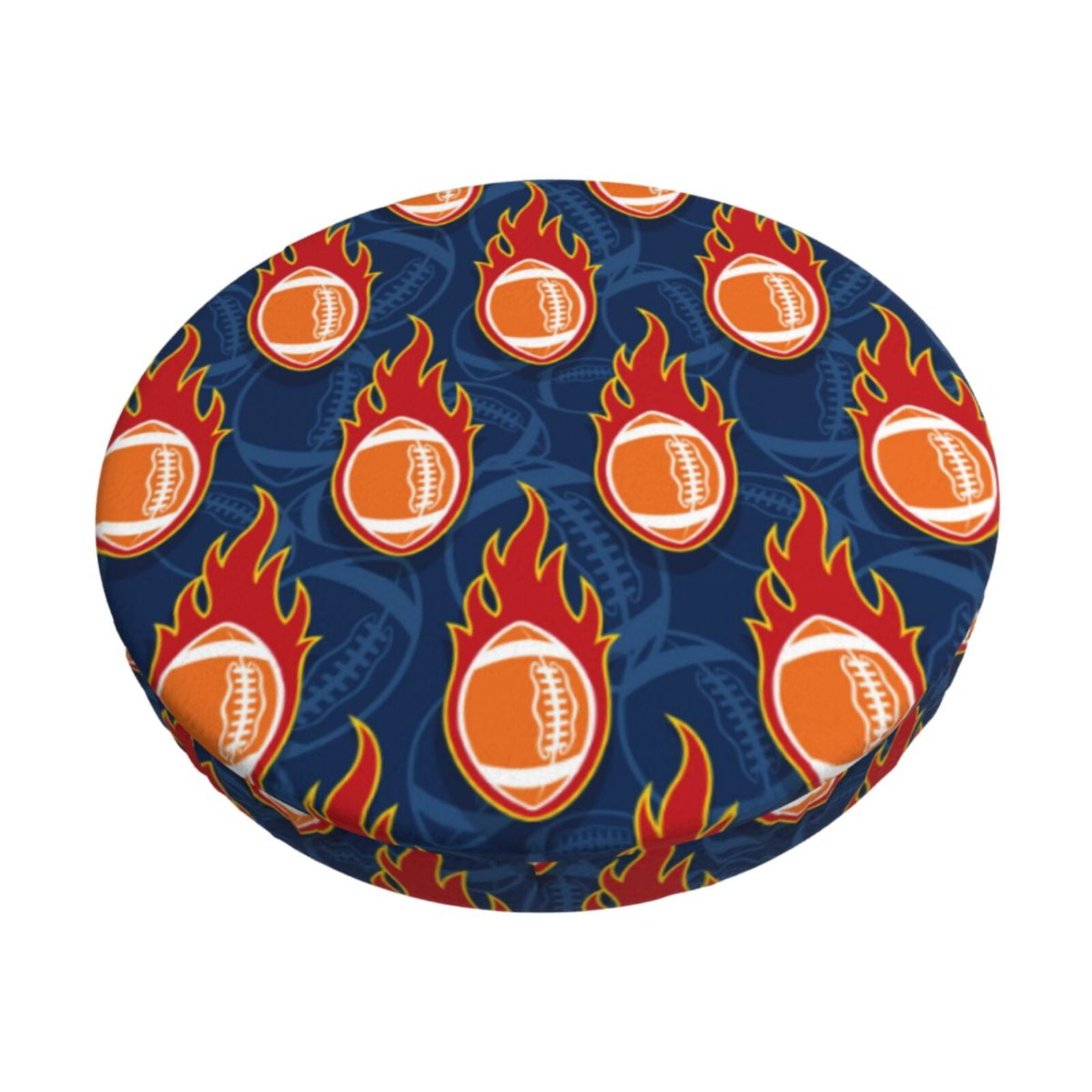 Logiee American Football and Fire Flames Print Stool Covers Round,Bar ...