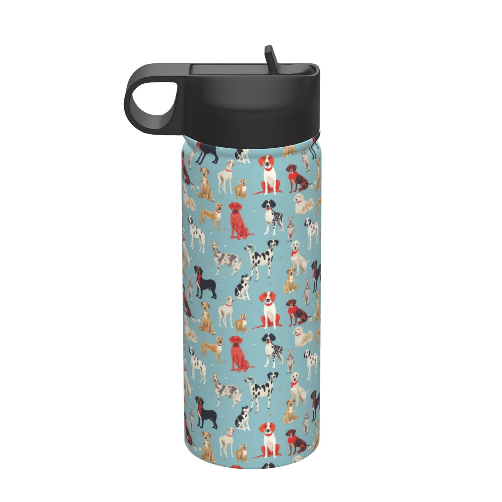 Logiee Animal Dog Print 18oz Sports Insulated Kettle With Straw ...