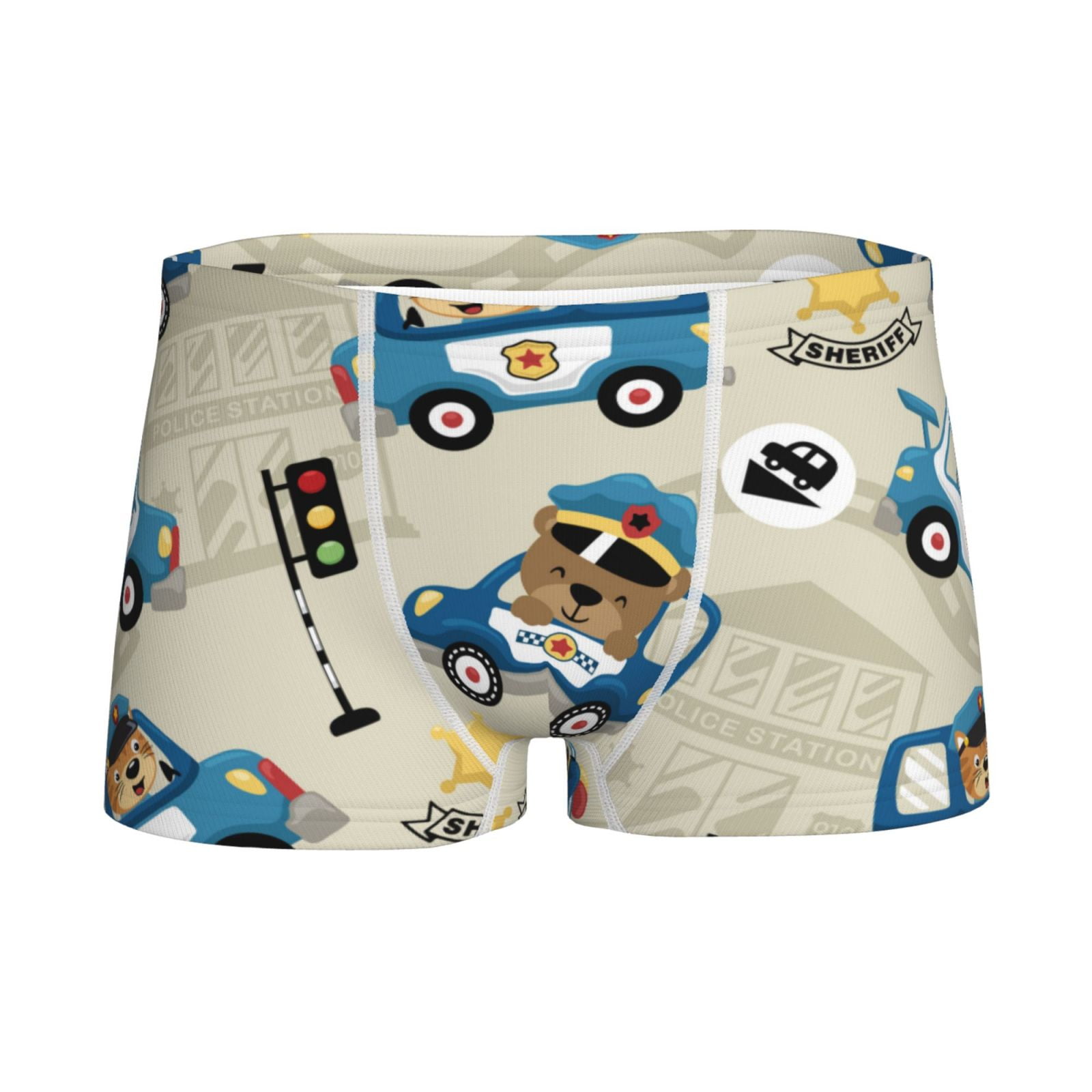 Logiee Animals Driving Police Car Print Boys' Boxer Briefs,Tween Boy ...