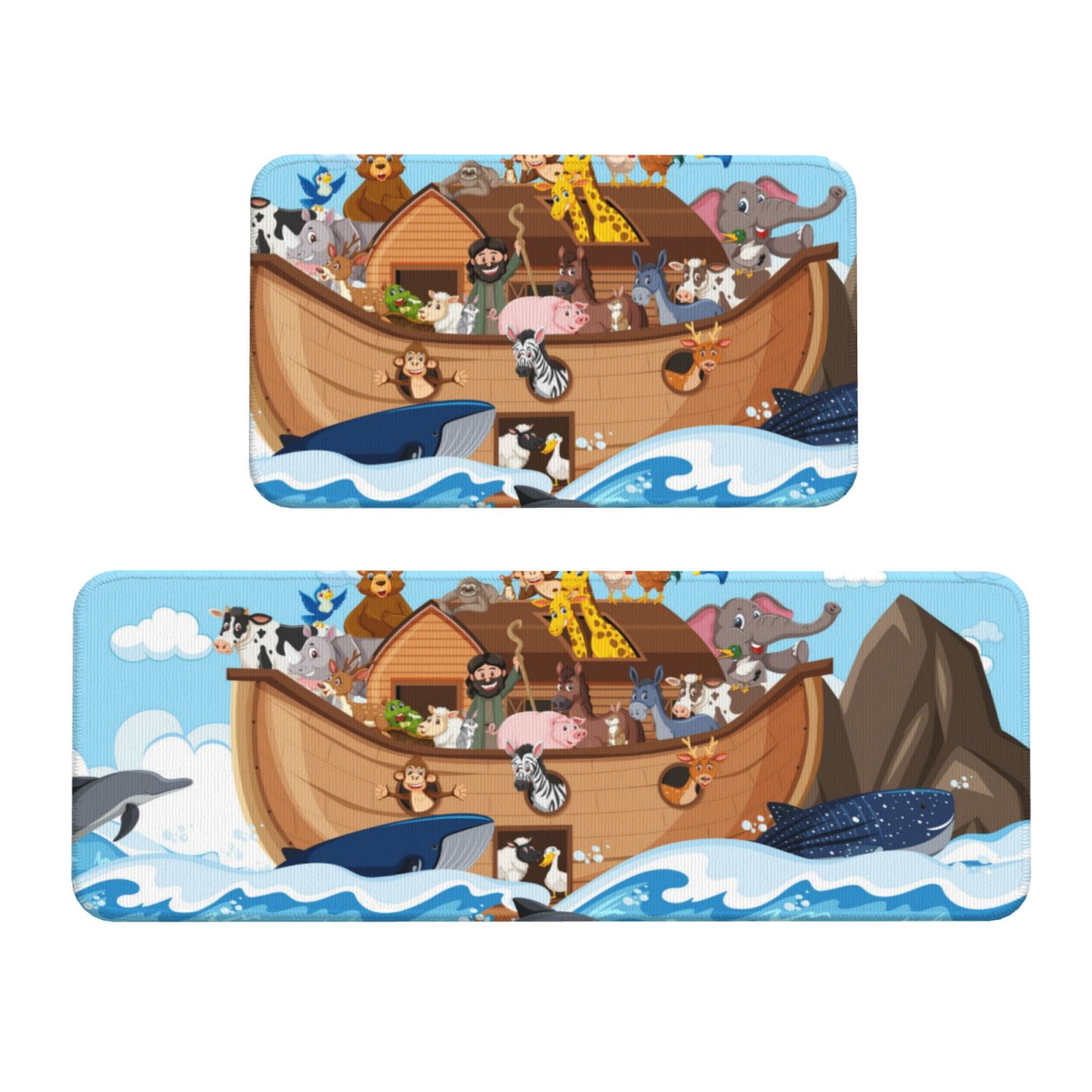 Logiee Animals on Noah's Ark Floating Print Kitchen Mats for Floor Sets ...