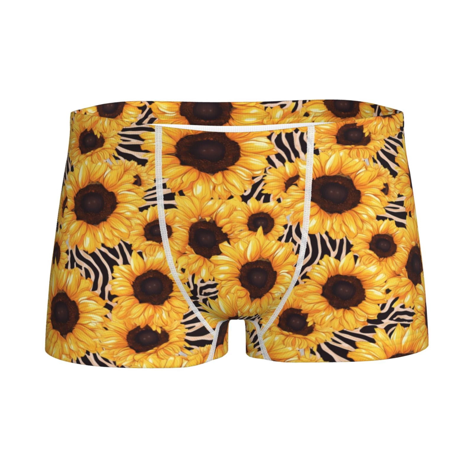 Logiee Artistic Zebra Print Sunflower Print Boys' Boxer Briefs,Tween ...