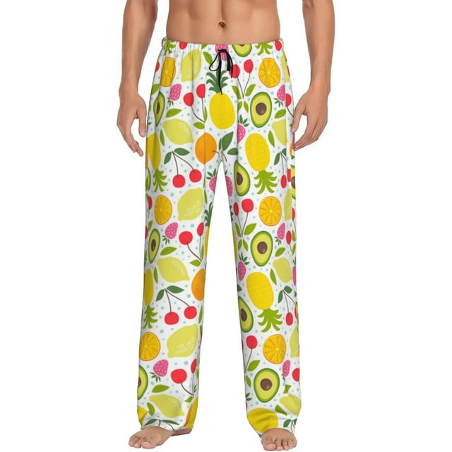 Logiee Avocado And Pineapple Print Pajama Pants for Men,Men’s Pajama Bottoms,Mens PJ Pants with ...
