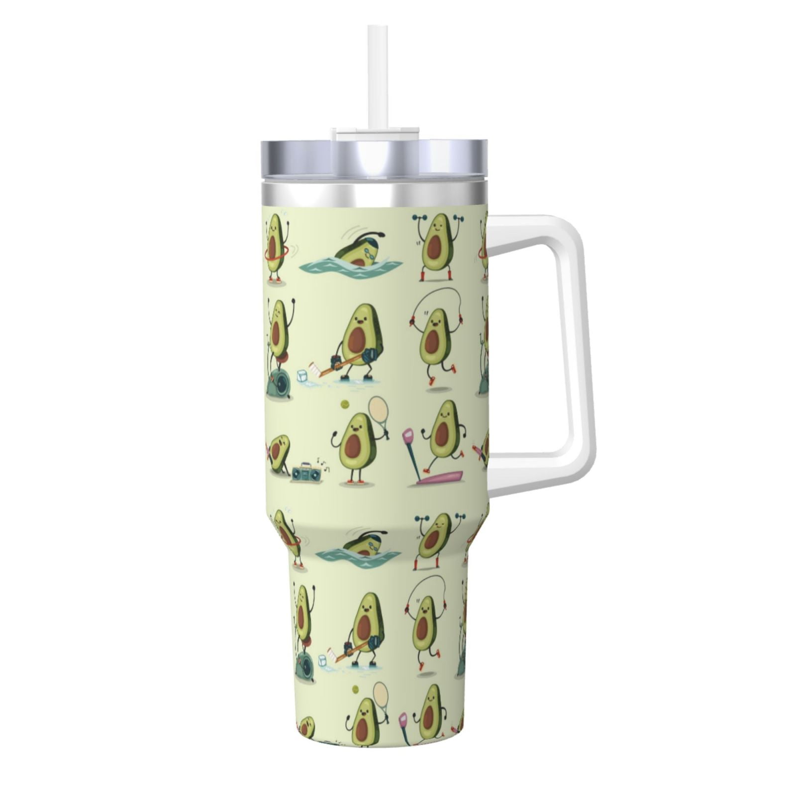 Logiee Avocado for Exercise Print 40OZ Ice Bully Cup with Handle and ...
