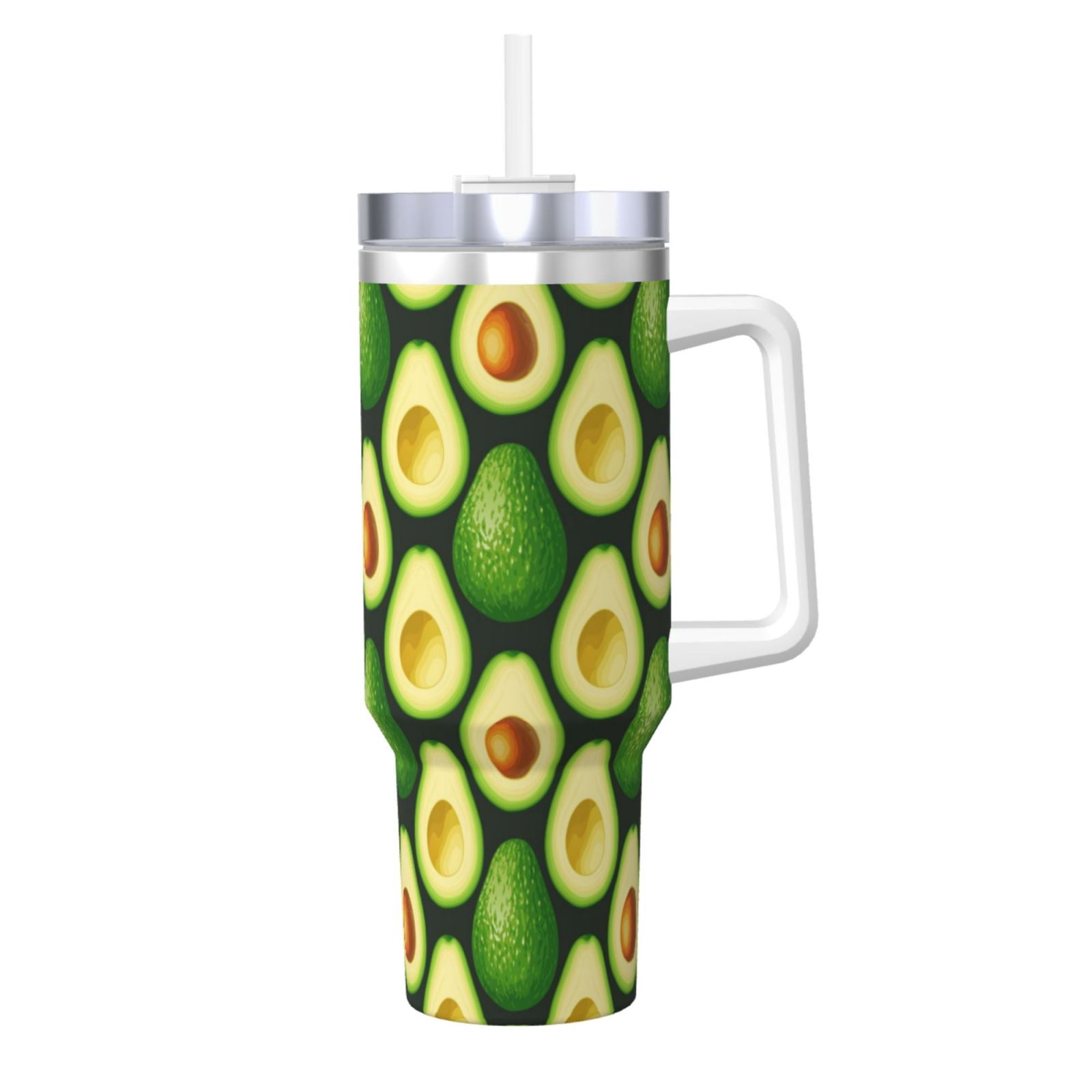 Logiee Avocado Print 40OZ Ice Bully Cup with Handle and Straw, Double ...