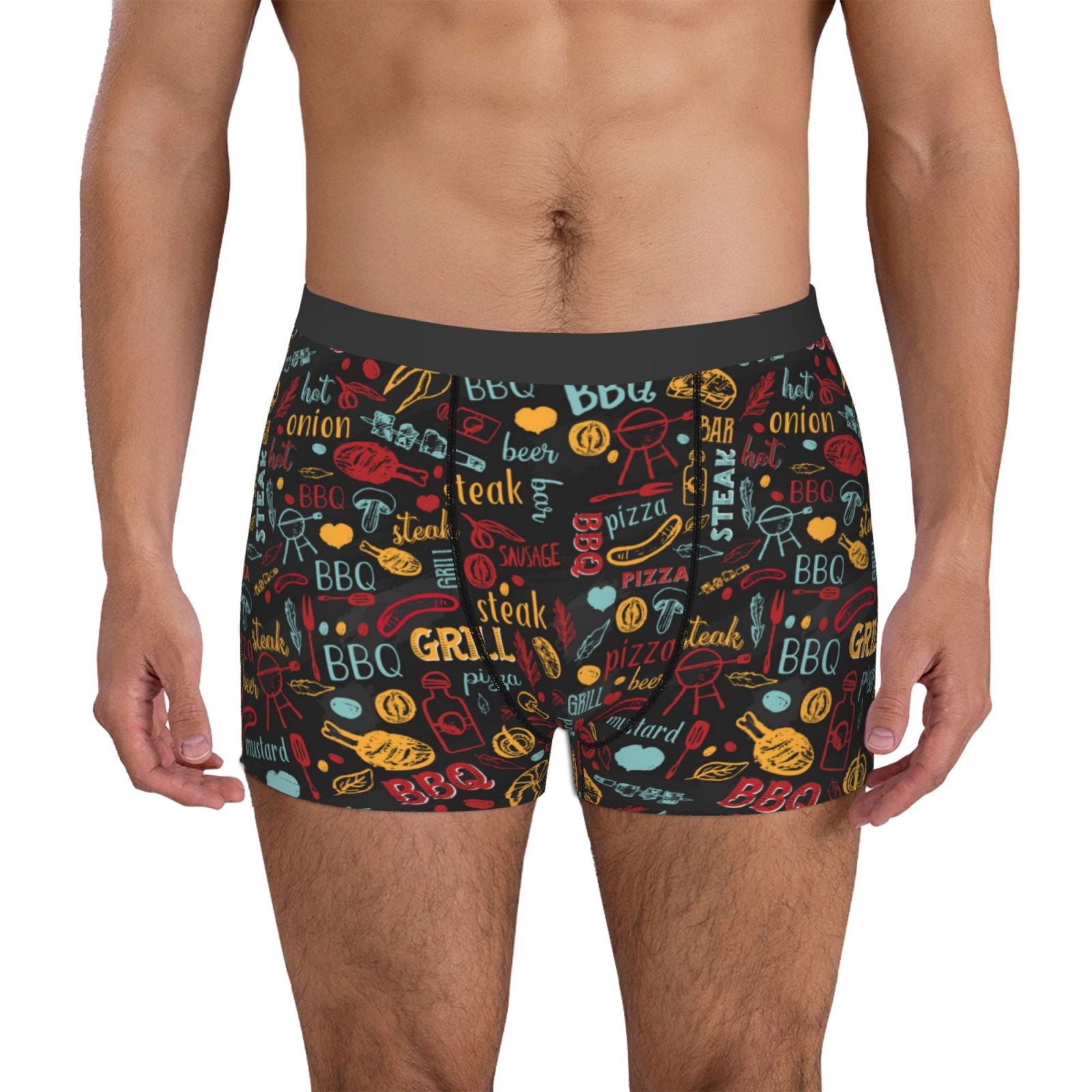 Logiee BBQ Barbecue Grill Print Mens Boxer Briefs,Boxer Briefs for Men ...