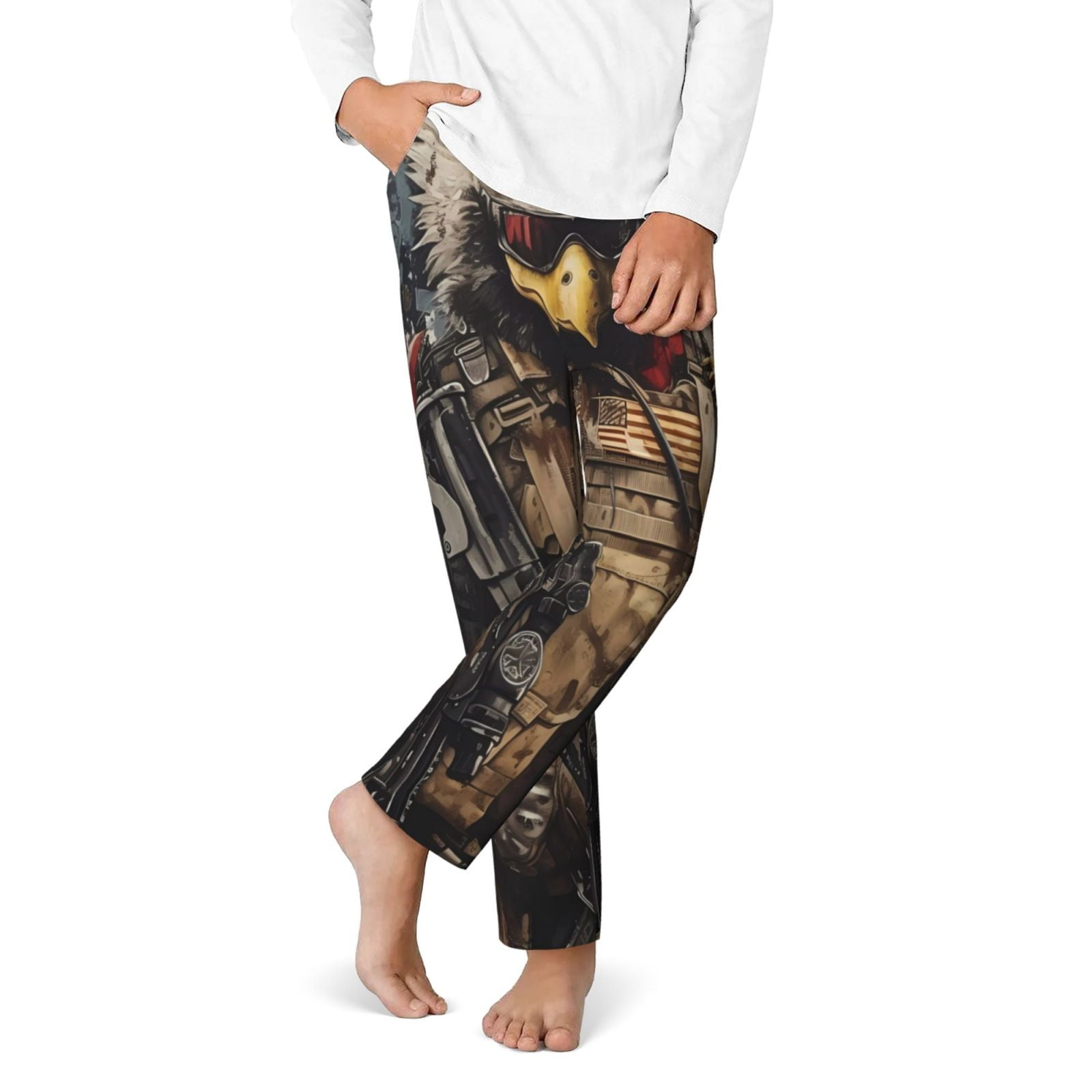 Logiee Bald Eagle Soldier Print Teenagers' Pajama Pants ,Boys Bottoms ...