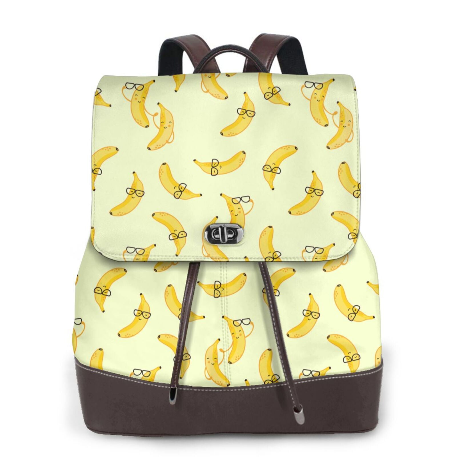 Logiee Bananas Print Backpack Purse for Women,Fashion Leather Backpack ...