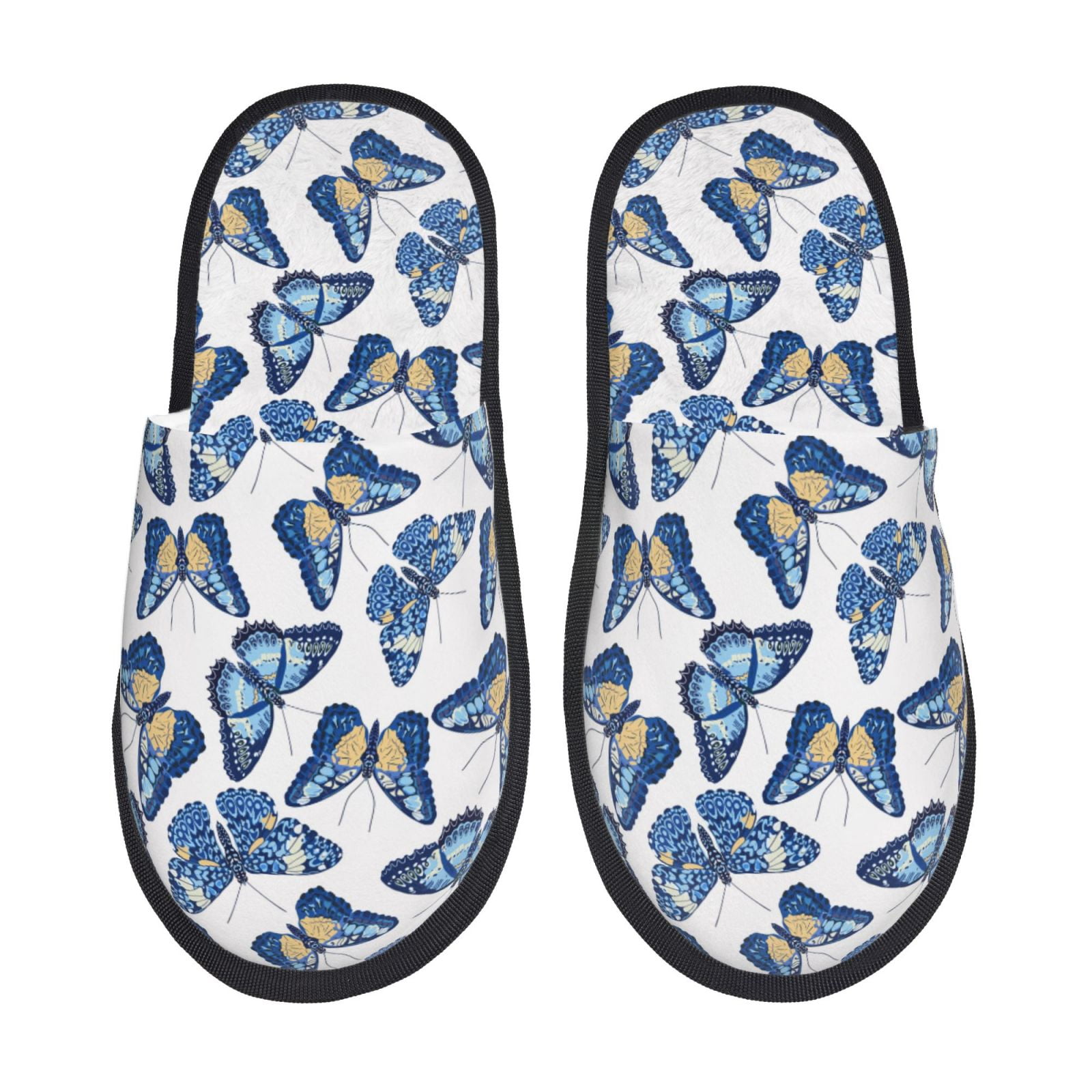Logiee Beautiful Butterflies Print Fuzzy Scuff Slippers,Soft Comfy Non ...
