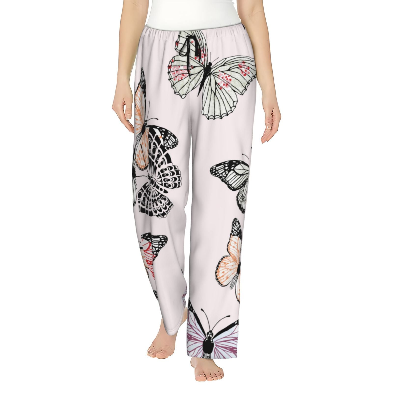Logiee Beautiful Butterfly Print Women Pajama Pants,Comfy Pj Bottom ...