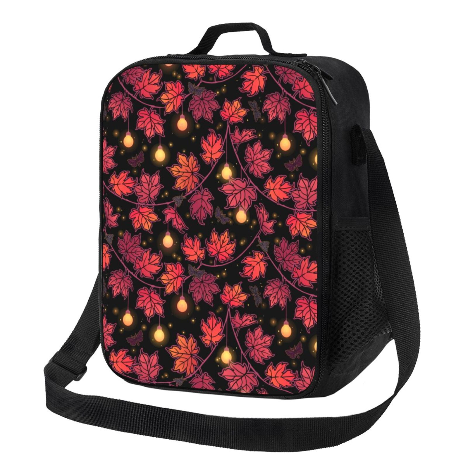 Logiee Beautiful Maple Leaf Lantern Print Insulated Lunch Bag for Women ...