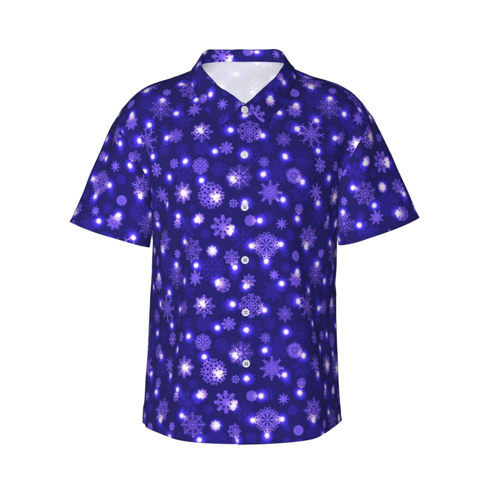 Logiee Beautiful Purple Snowflakes Print Mens Hawaiian Shirts,Loose-Fit ...