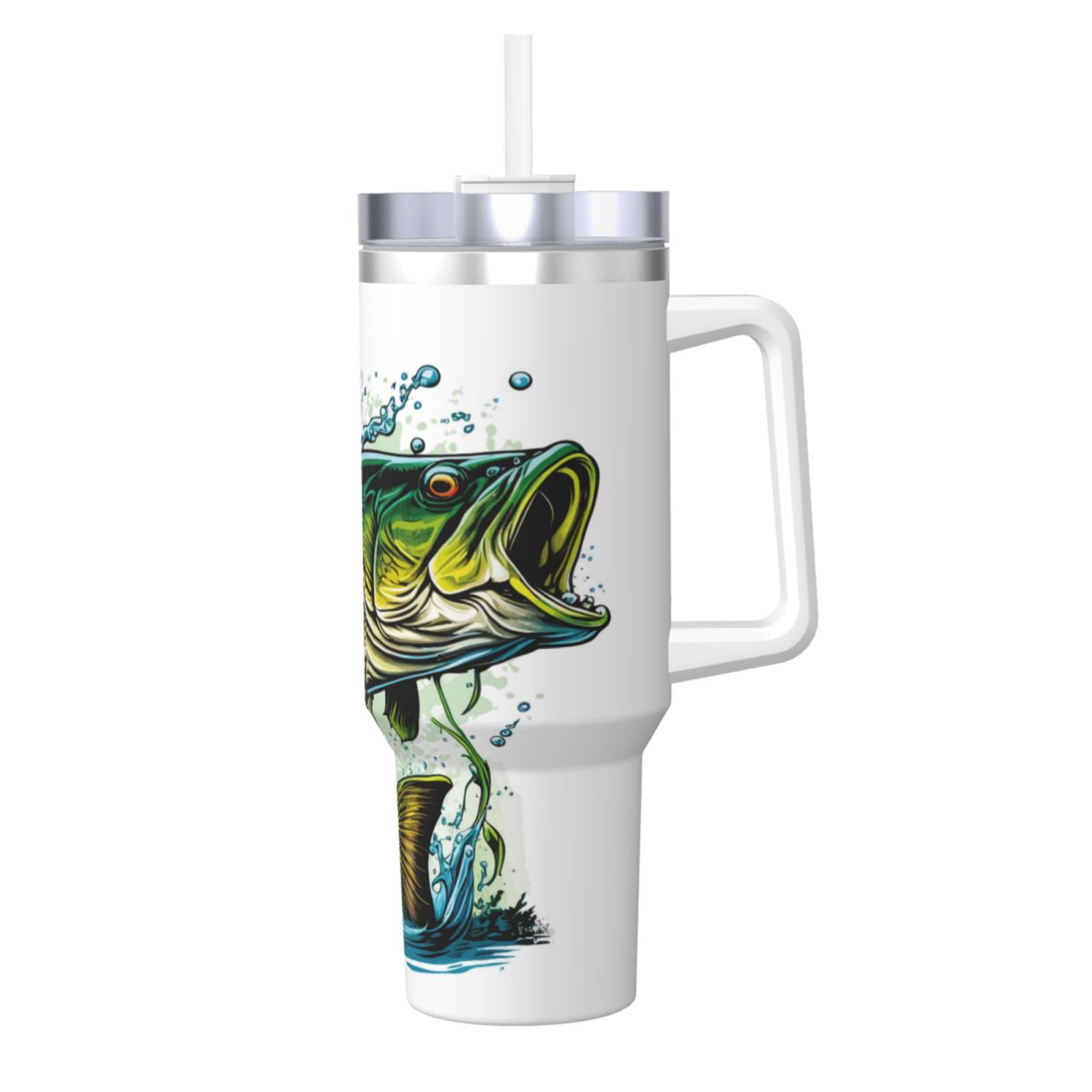 Logiee Big bass fish Print 40OZ Ice Bully Cup with Handle and Straw ...