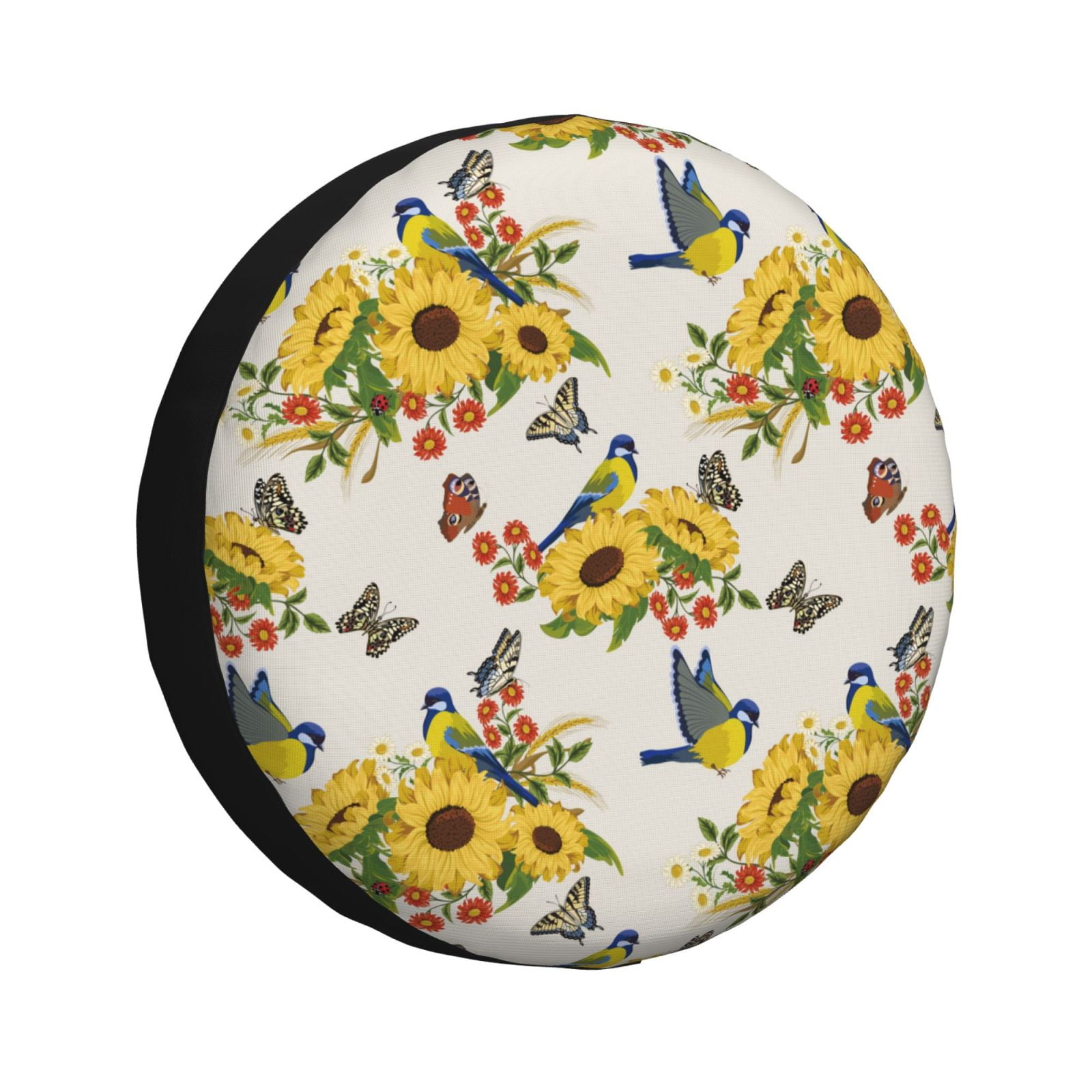 Logiee Bird Sunflowers Print Spare Tire Cover, Universal Wheel Protectors,Waterproof Dust-Proof ...