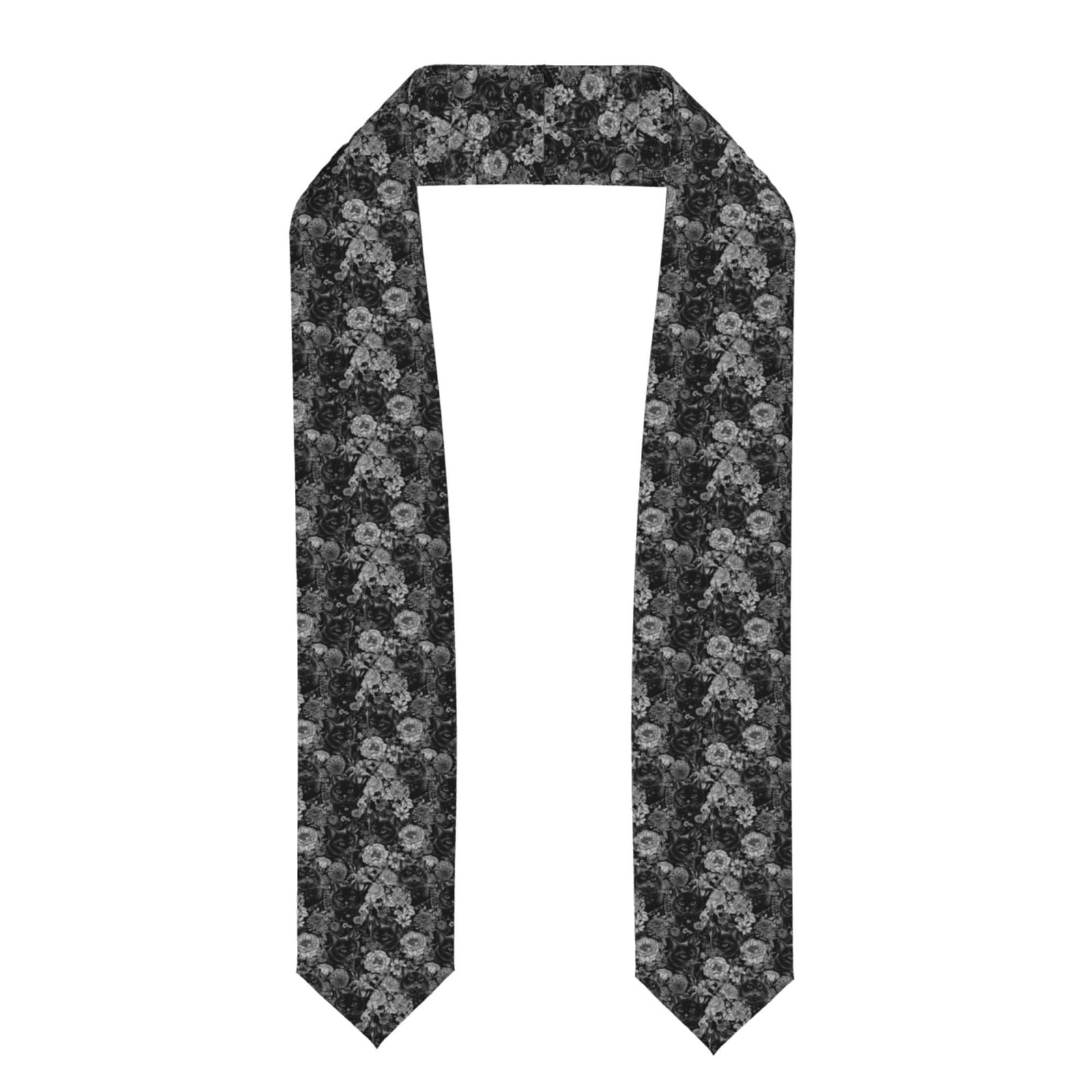 Logiee Black Cats In A Garden Print Unisex Adult Graduation Stole Shawl ...