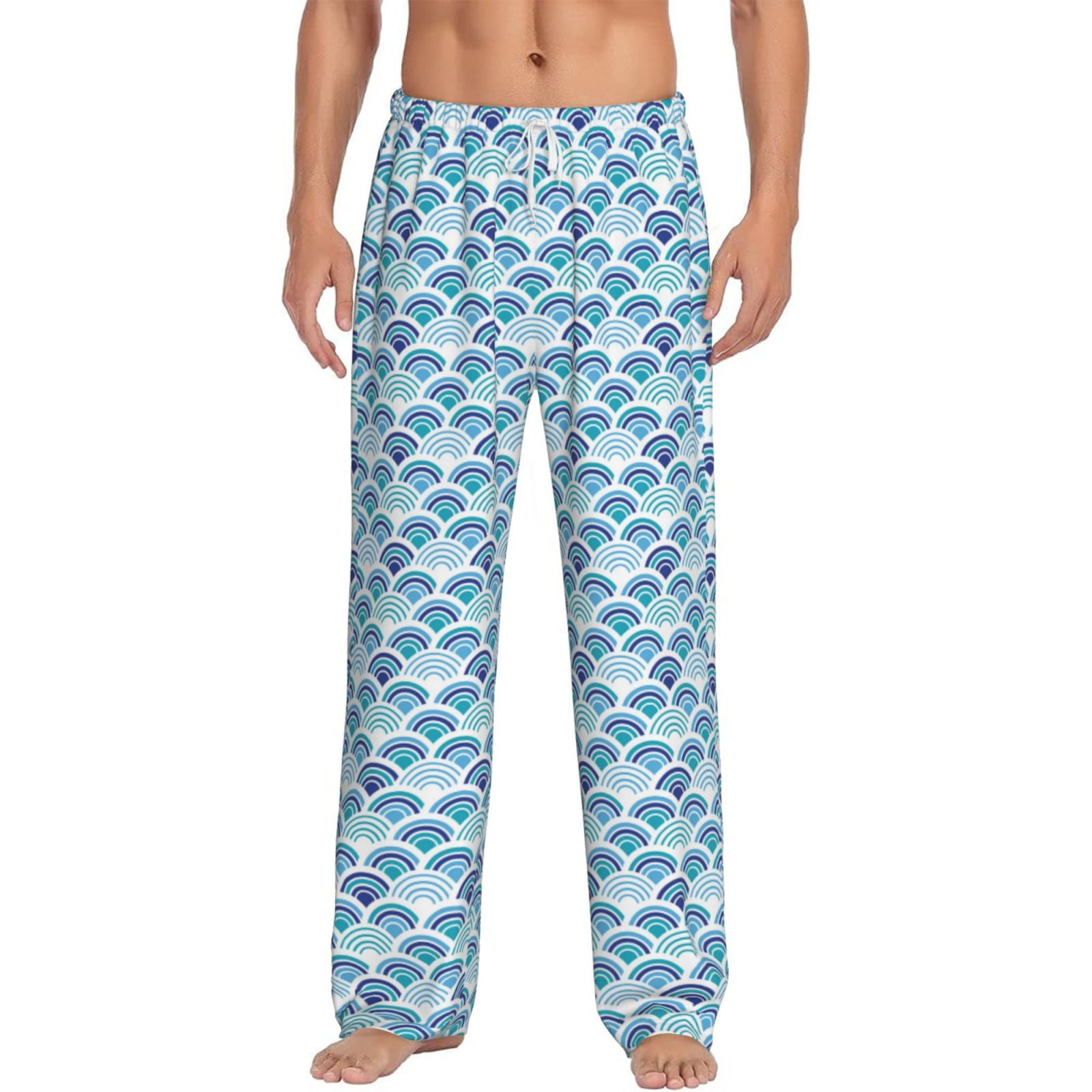 Logiee Blue Fish Scale Texture Print Pajama Pants for Men,Men’s Pajama ...