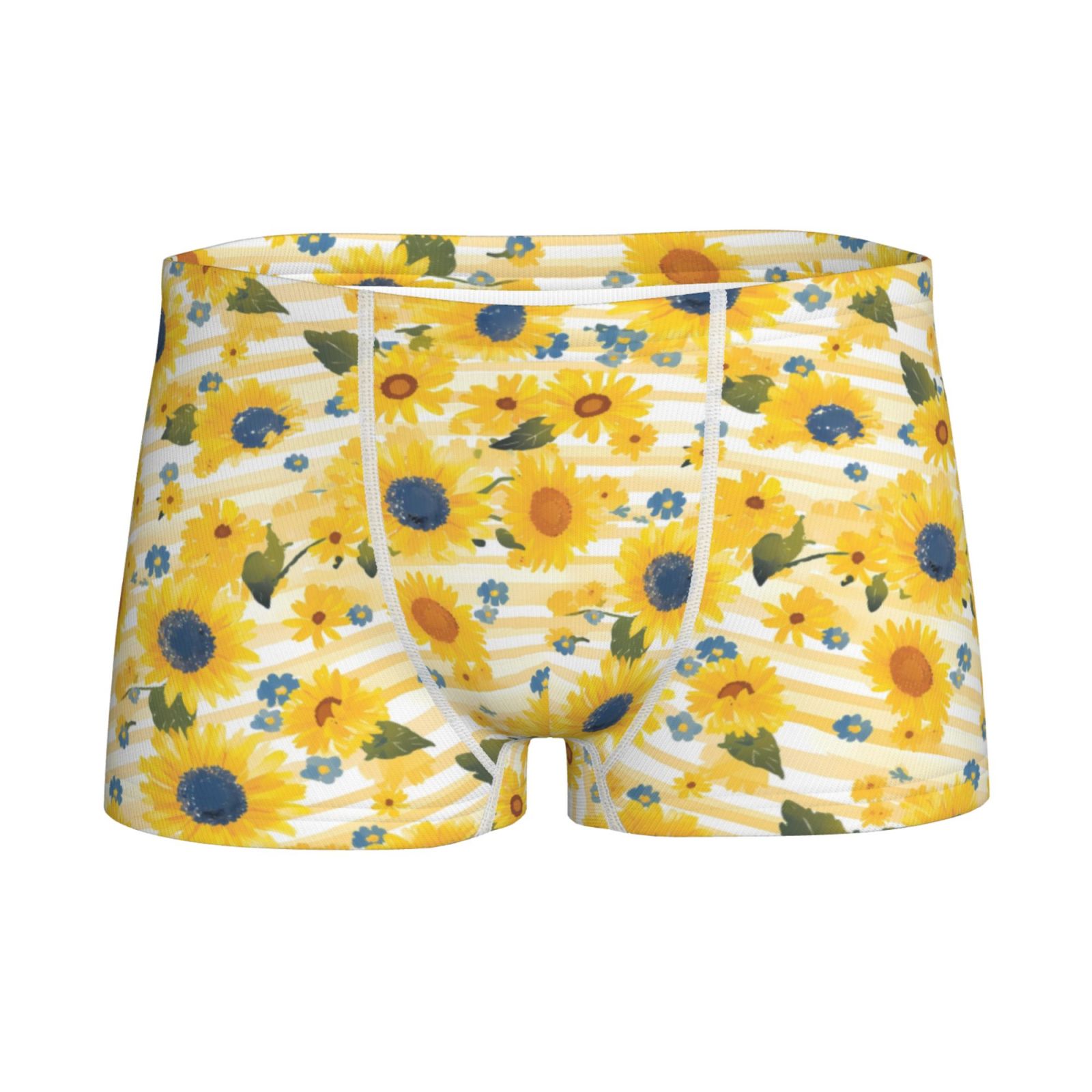 Logiee Blue Floral Sunflower Print Boys' Boxer Briefs,Tween Boy ...