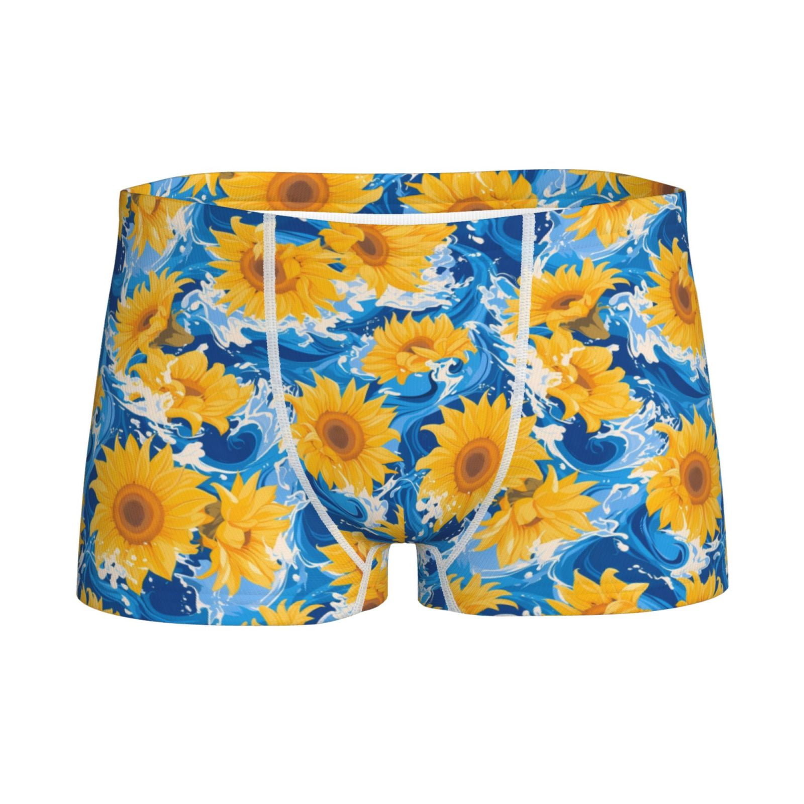 Logiee Blue Ocean Wave Sunflower Print Boys' Boxer Briefs,Tween Boy ...