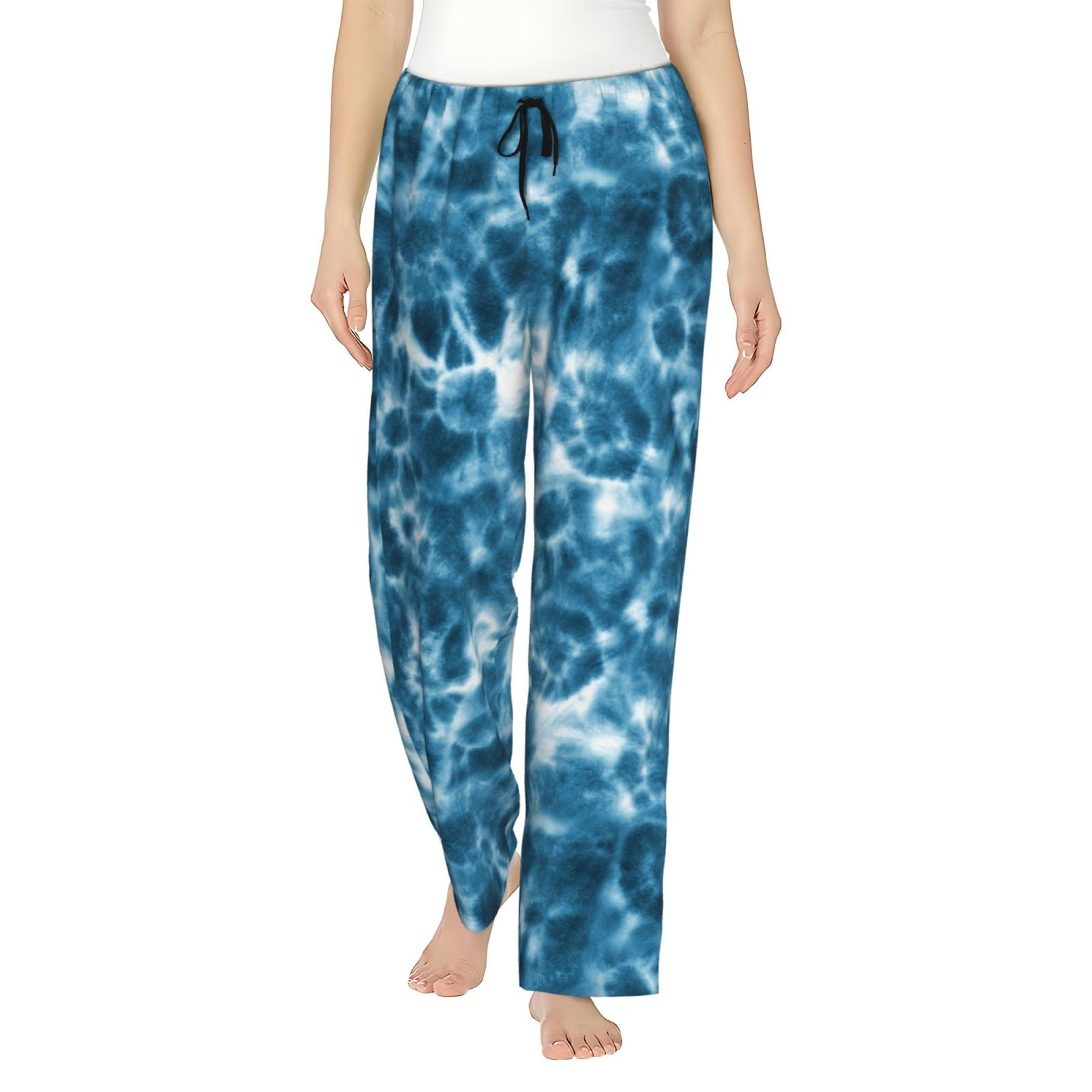 Logiee Blue Tie Dye Print Women Pajama Pants,Comfy Pj Bottom with ...