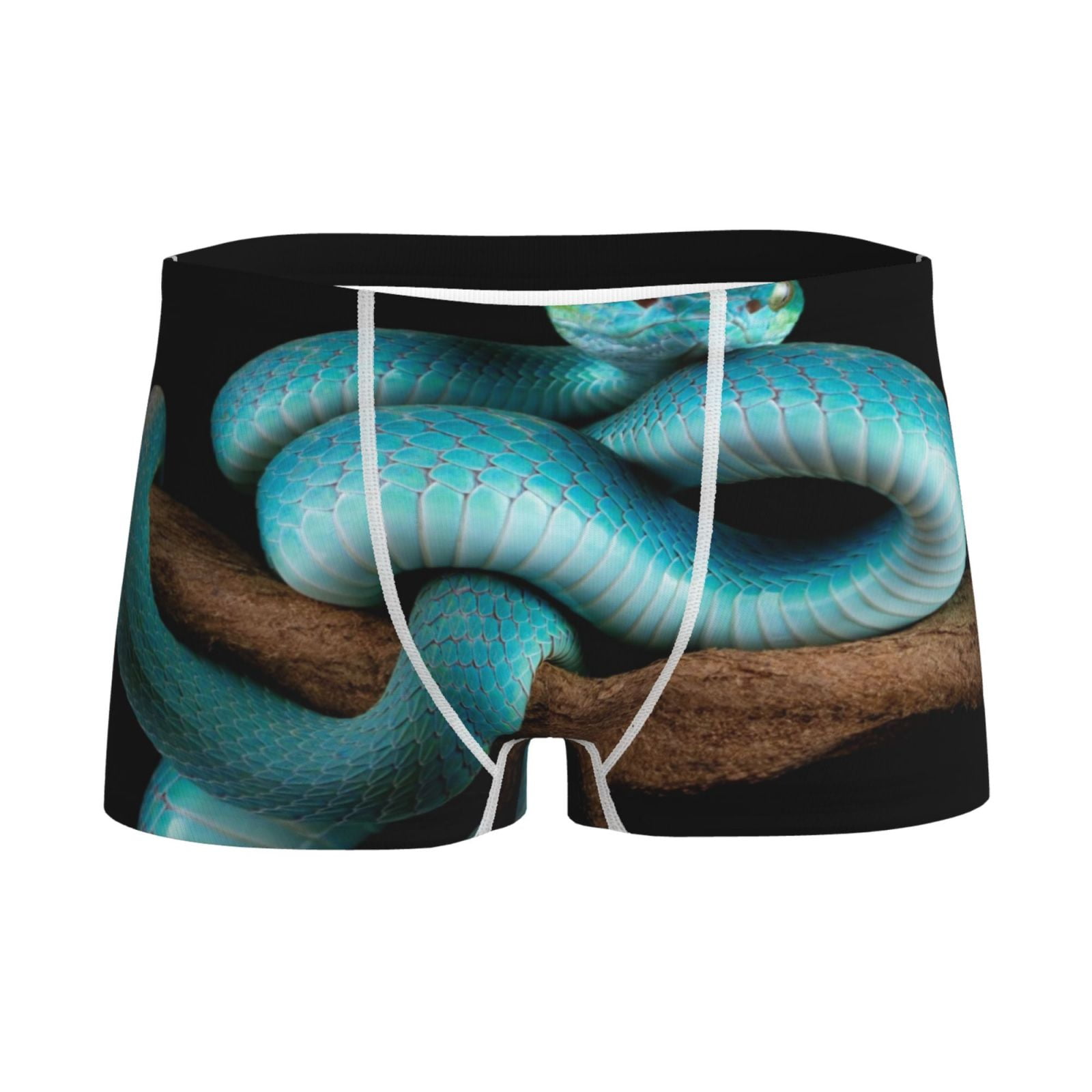 Logiee Blue Viper Snake Print Boys' Boxer Briefs,Tween Boy Underwear ...