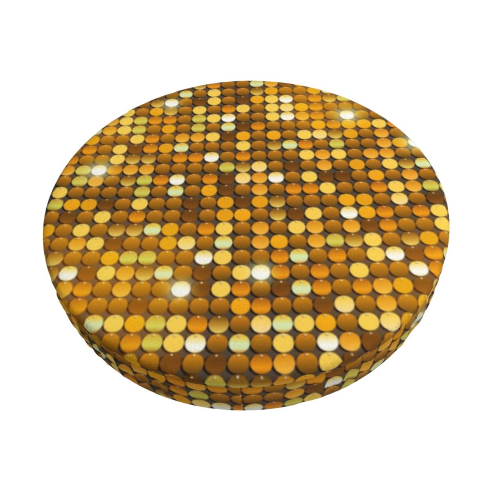 Logiee Bright Shiny Golden Print Stool Covers Round,Bar Stool Covers ...