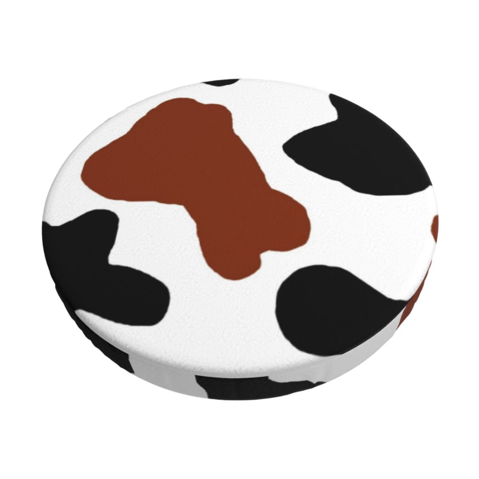 Logiee Brown Black Cow Print Stool Covers Round,Bar Stool Covers ...