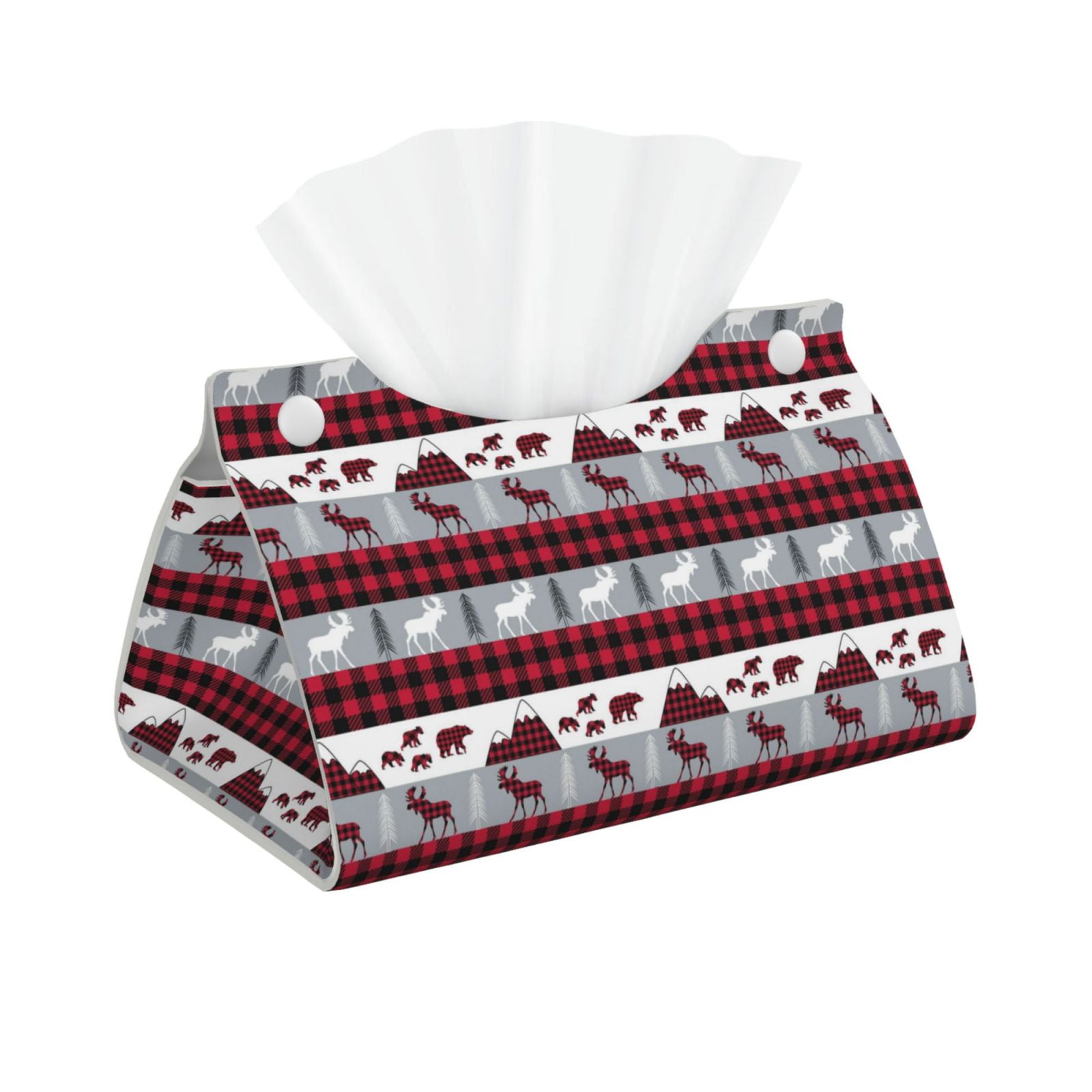 Logiee Buffalo Plaid Forest Print Tissue Box Cover,Stylish Tissue Box ...