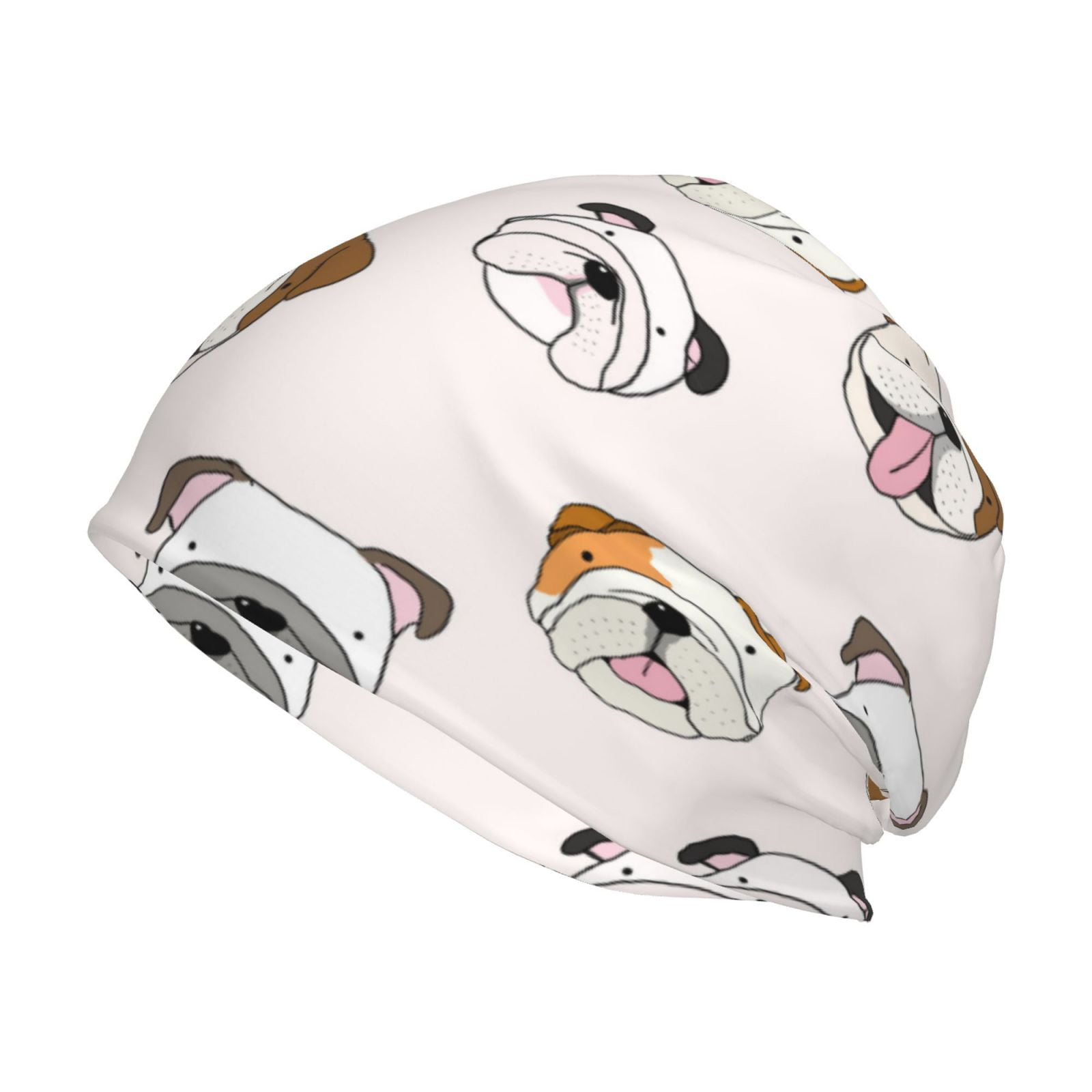 Logiee Bulldog Face Print Unisex Knit Beanie for Men Women Winter Hat ...