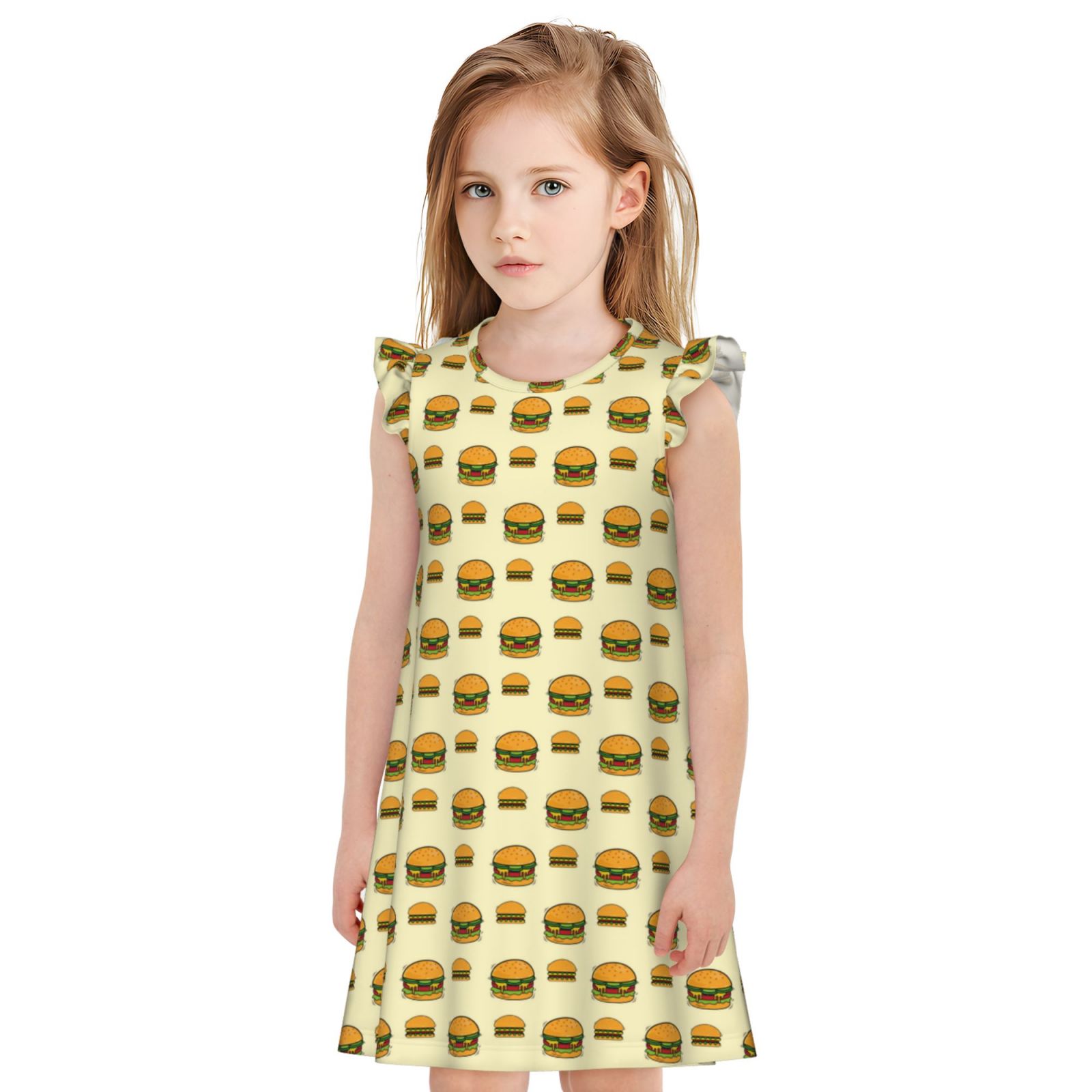 Logiee Burgers And Hot Dogs Print Girls Nightgowns,Casual Dress Flutter ...