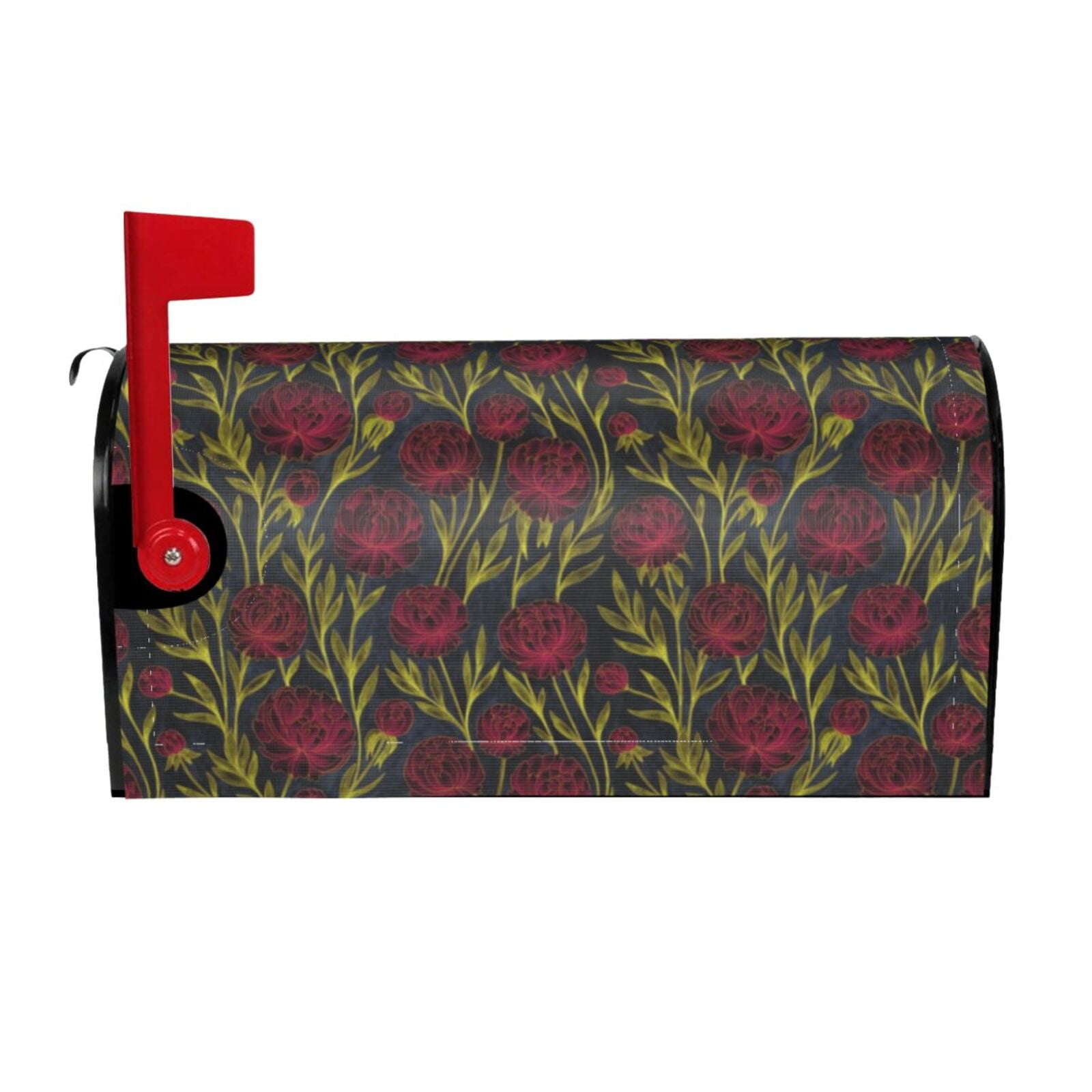 Logiee Burgundy Peony Flowers Print Post Letter Box Wrap Decor, Mailbox ...