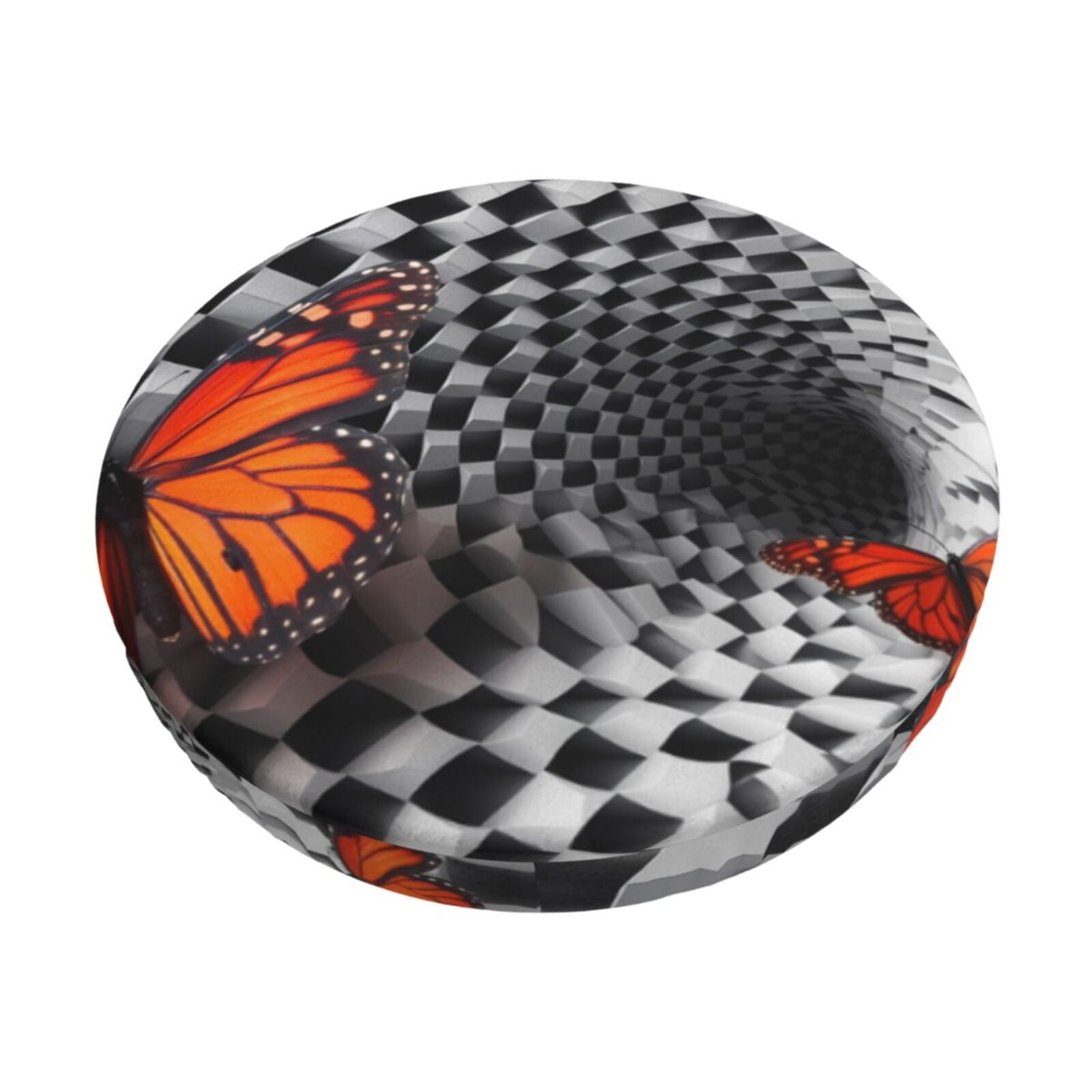 Logiee Butterflies Optical Illusion Print Stool Covers Round,Bar Stool ...