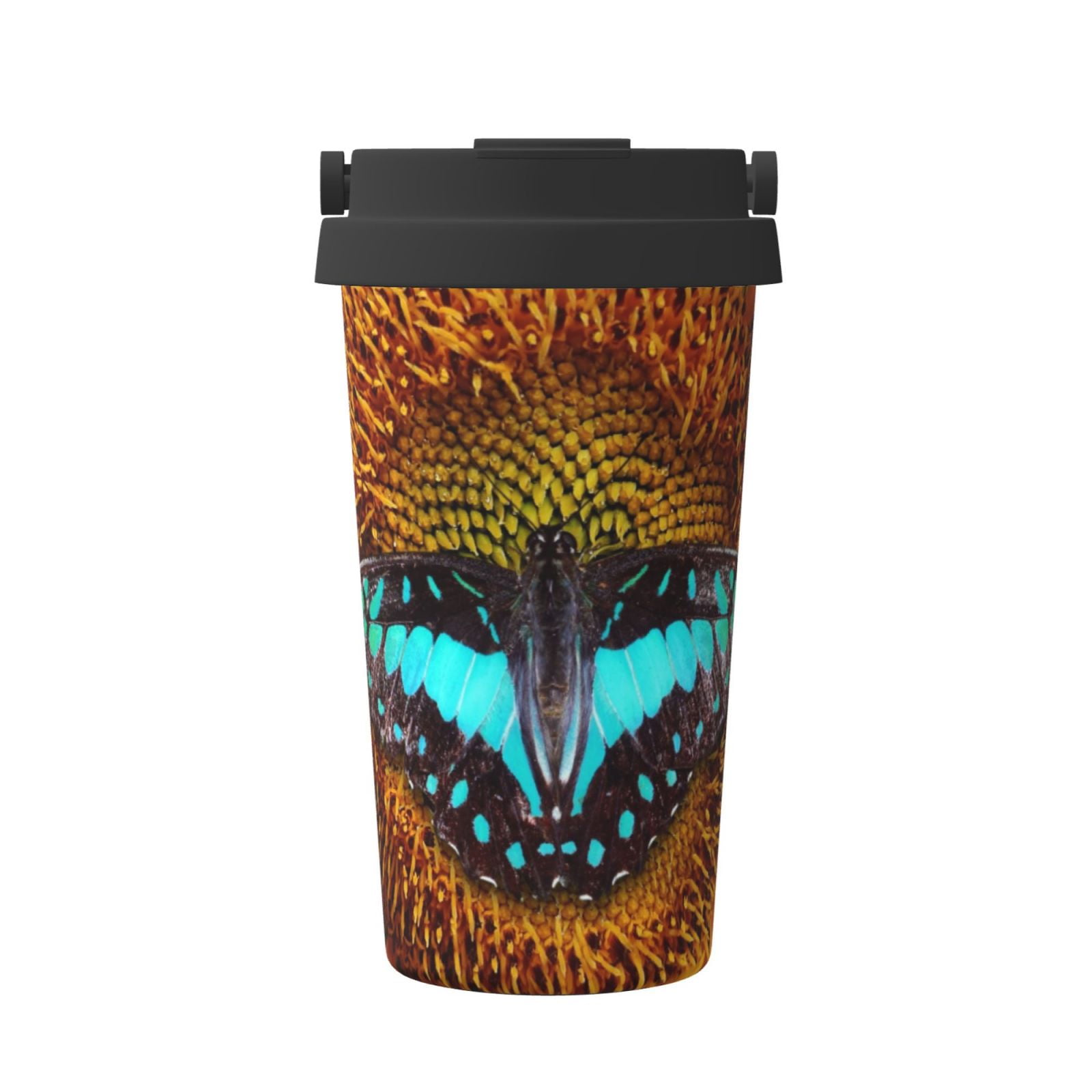 Logiee Butterfly Alighted On Sunflowers Print Stainless Steel Coffee ...