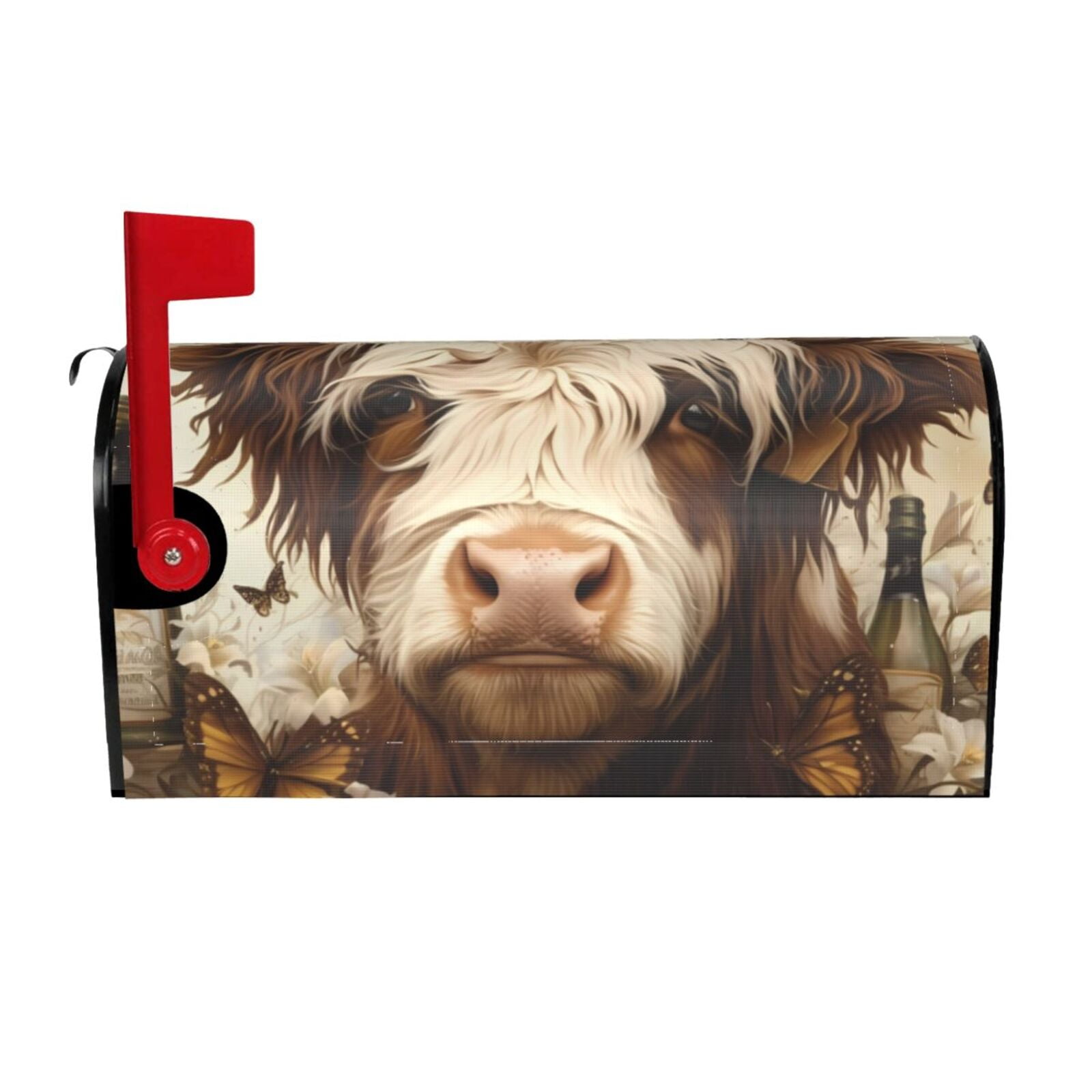 Logiee Butterfly Cow Barrel Print Post Letter Box Wrap Decor, Mailbox ...
