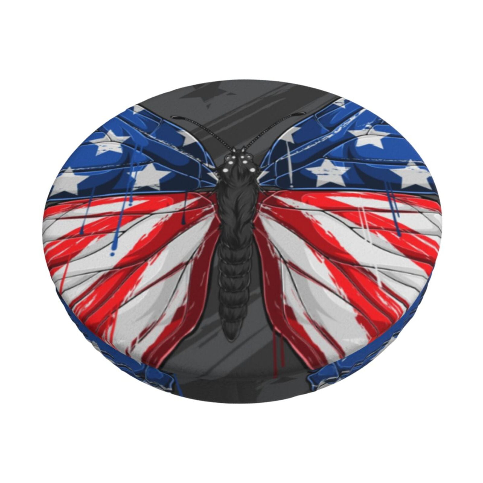 Logiee Butterfly With USA Flag Print Stool Covers Round,Bar Stool ...
