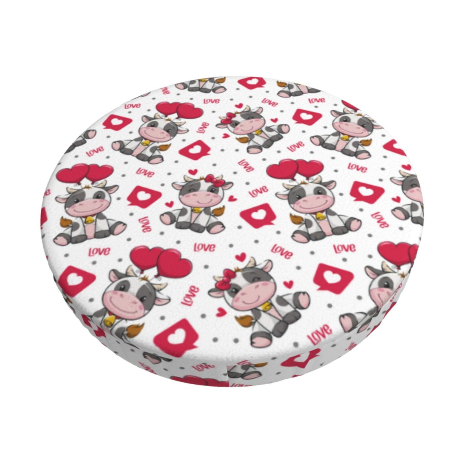 Logiee Caring Cow Print Stool Covers Round,Bar Stool Covers,Watedrproof ...