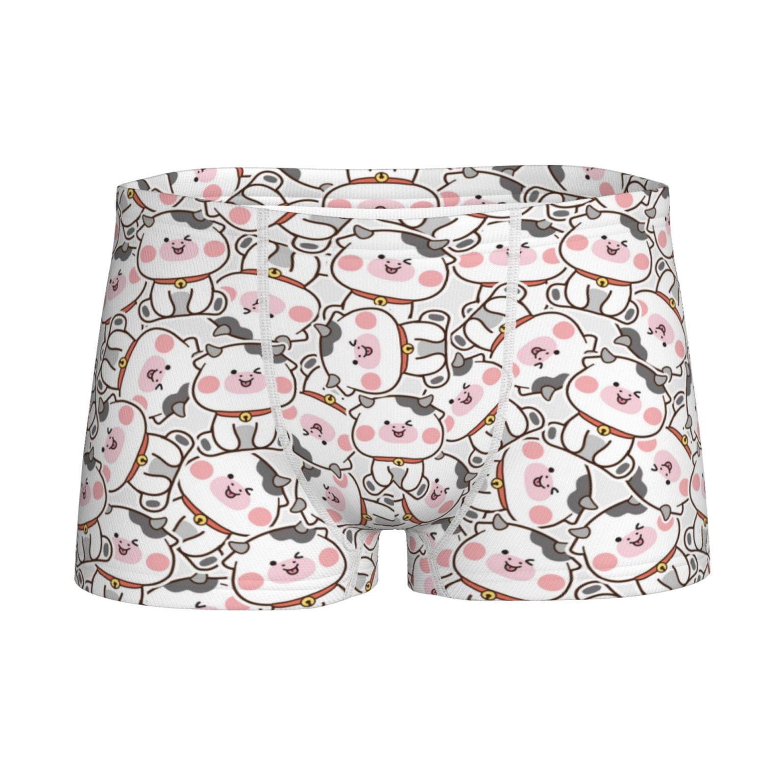 Logiee Cartoon Cow Print Boys' Boxer Briefs,Tween Boy Underwear-Large ...