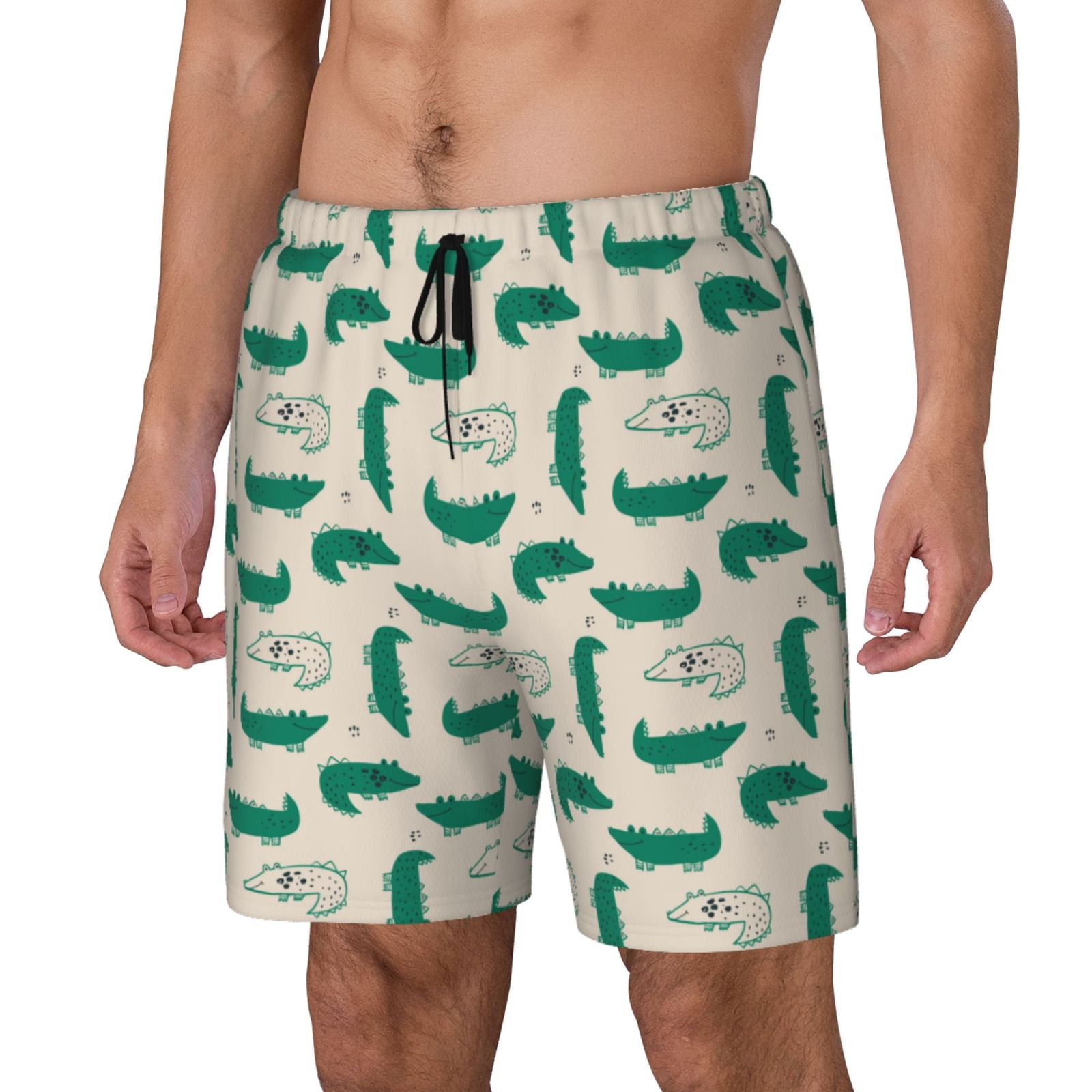 Logiee Cartoon Crocodile Print Men's Swim Trunk,Quick Dry Board Shorts ...