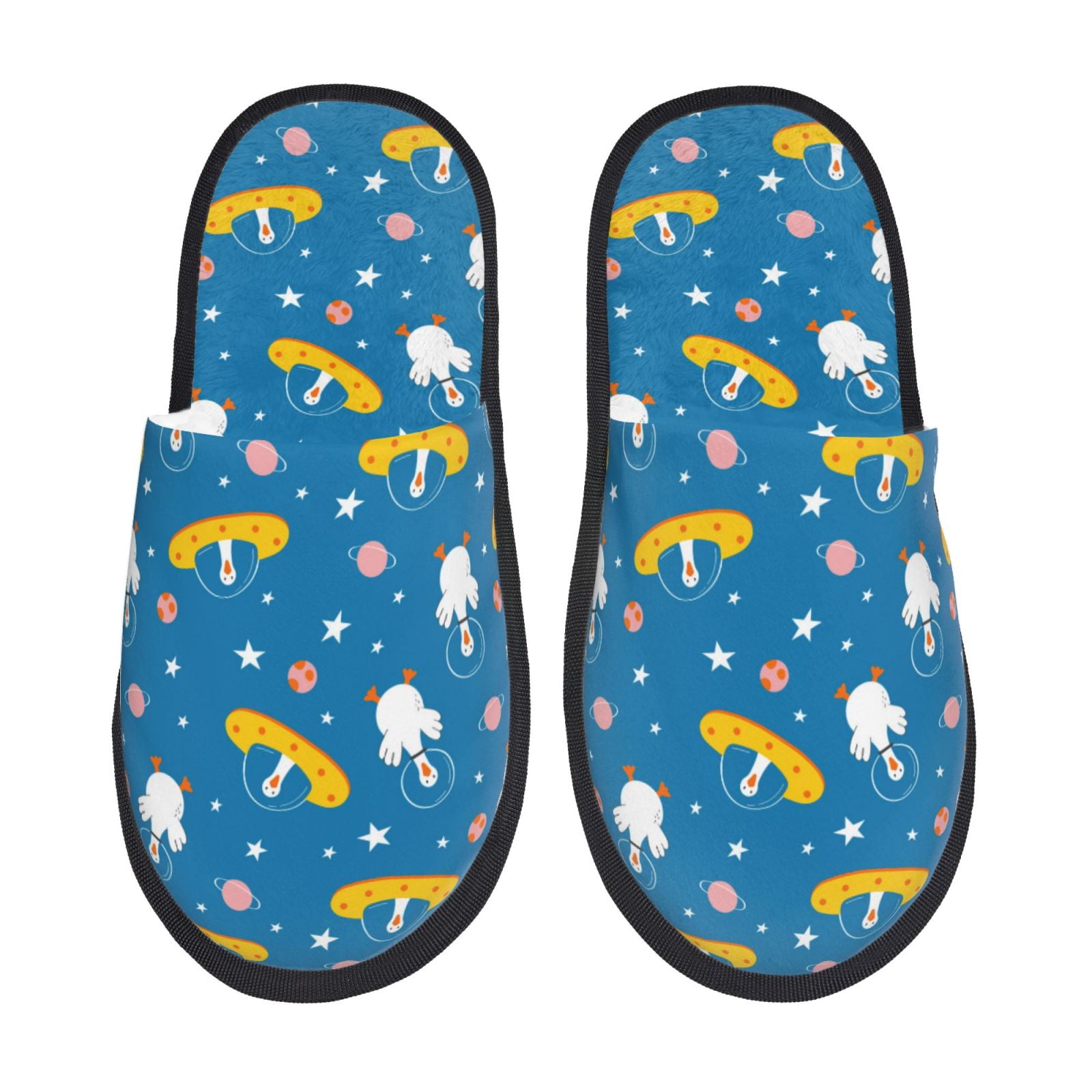 Logiee Cartoon Goose Print Fuzzy Scuff Slippers,Soft Comfy Non-slip ...