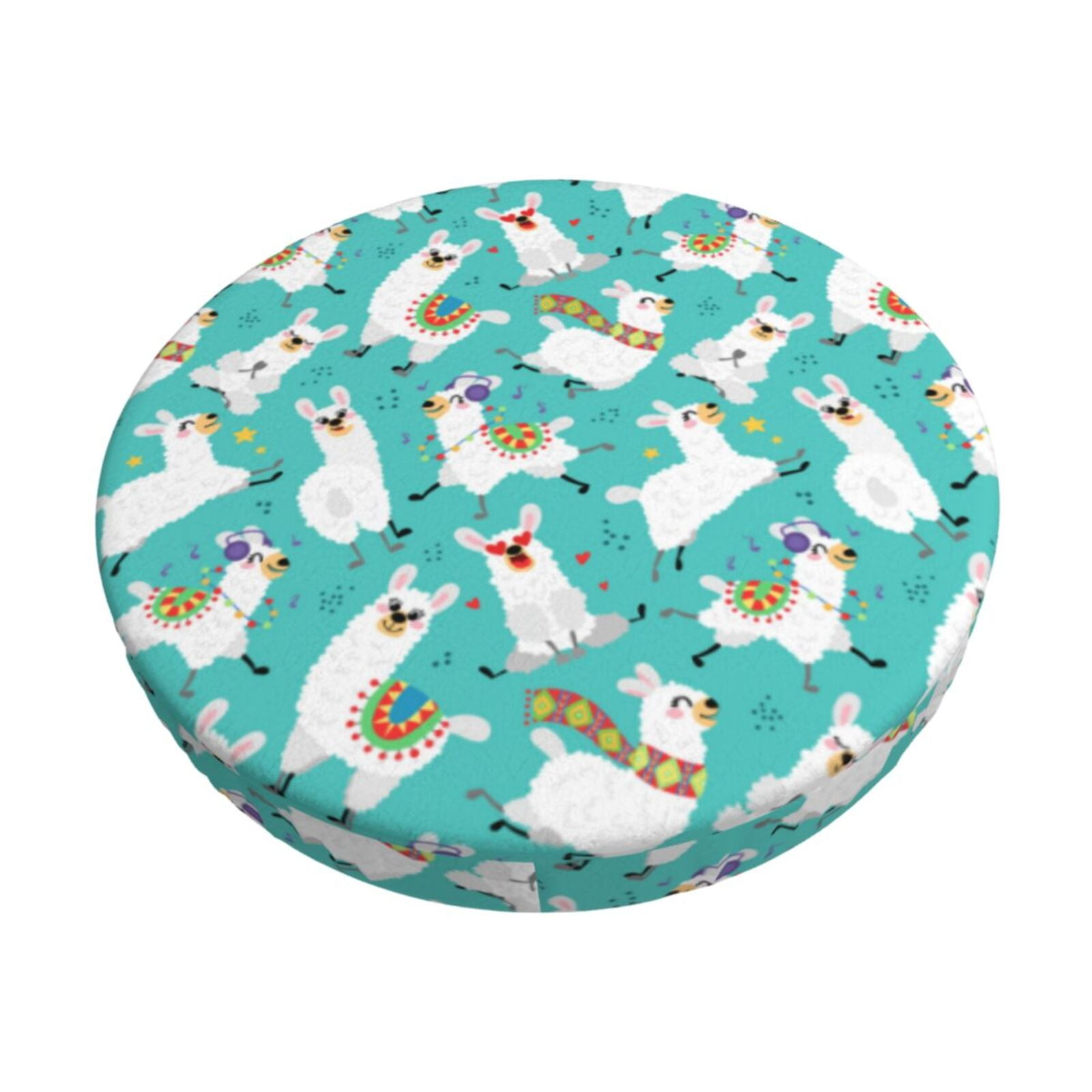 Logiee Cartoon Llamas Print Stool Covers Round,Bar Stool Covers ...