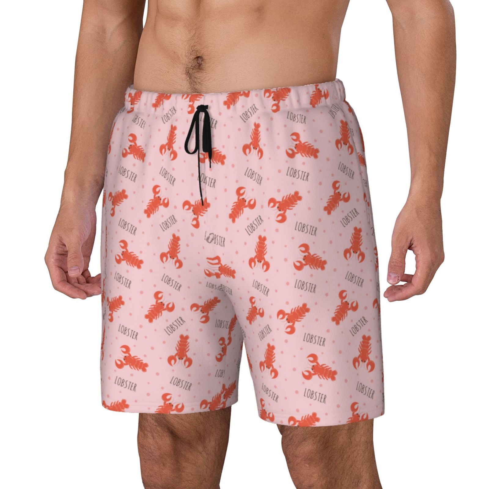 Logiee Cartoon Lobsters 3 Print Men's Swim Trunk,Quick Dry Board Shorts ...