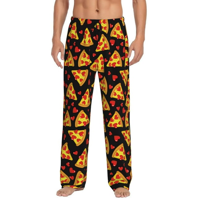 Logiee Cartoon Pizza Print Pajama Pants for Men,Men’s Pajama Bottoms ...