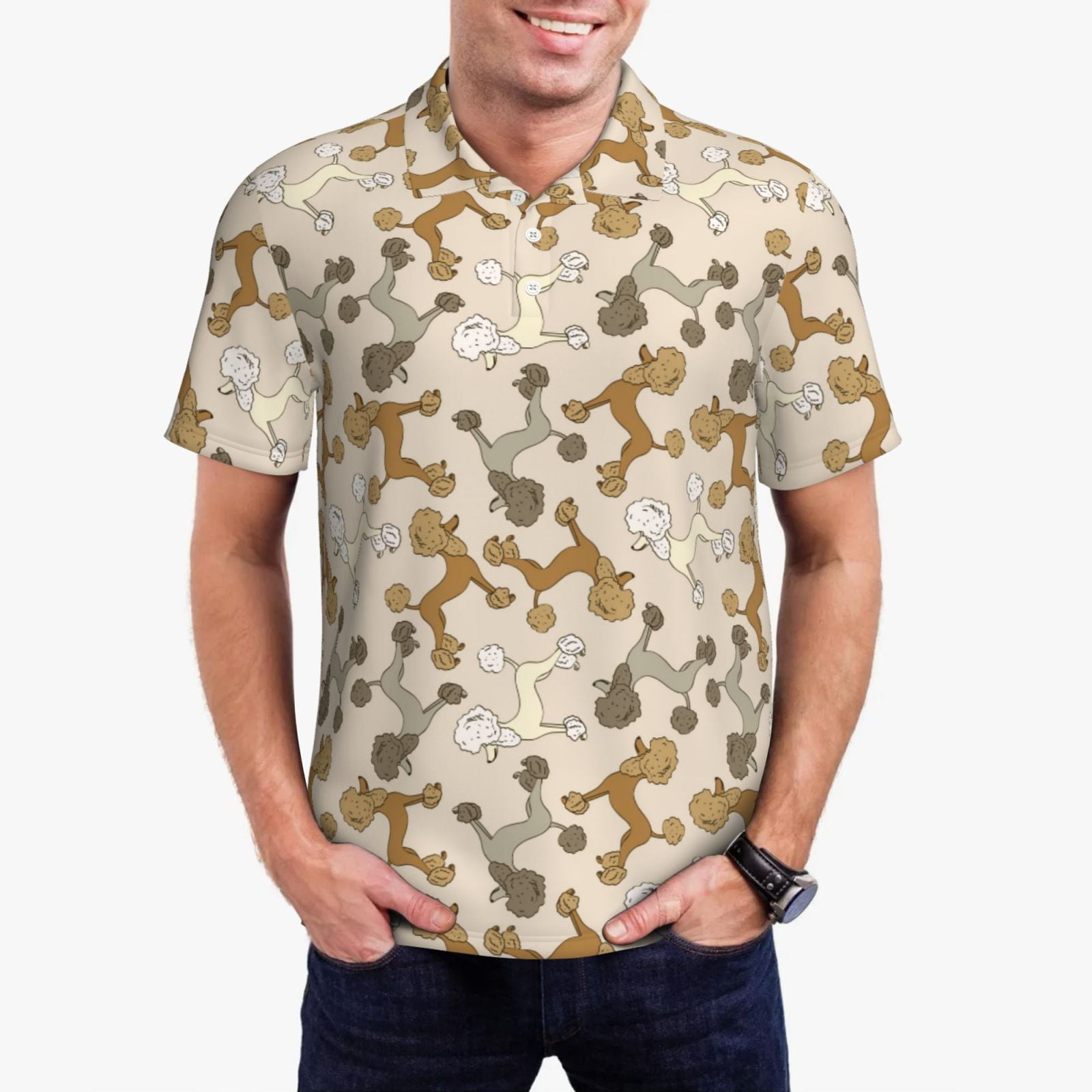 Logiee Cartoon Poodle Dog Print Mens Polo Shirts,Mens Golf Polo Shirts ...