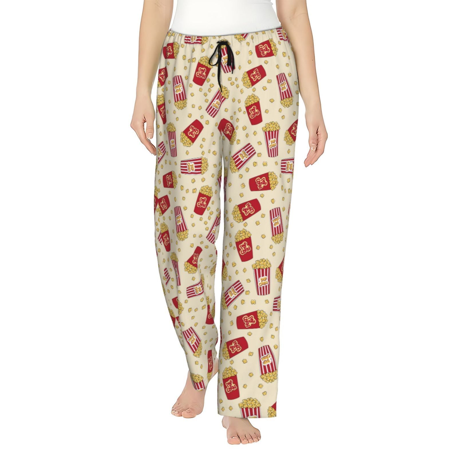 Logiee Cartoon Popcorn Print Women Pajama Pants,Comfy Pj Bottom with ...