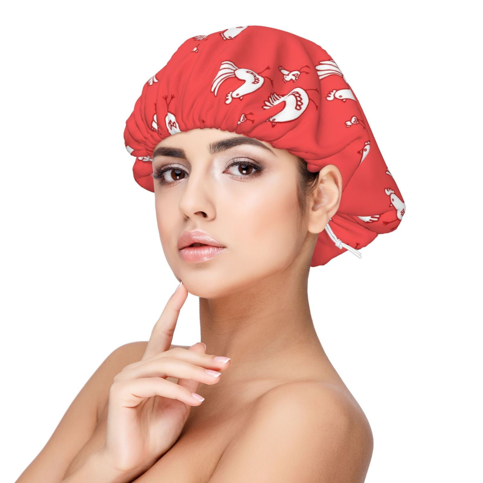 Logiee Cartoon Rooster Print Silk Bonnet Satin Bonnet for Sleeping ...