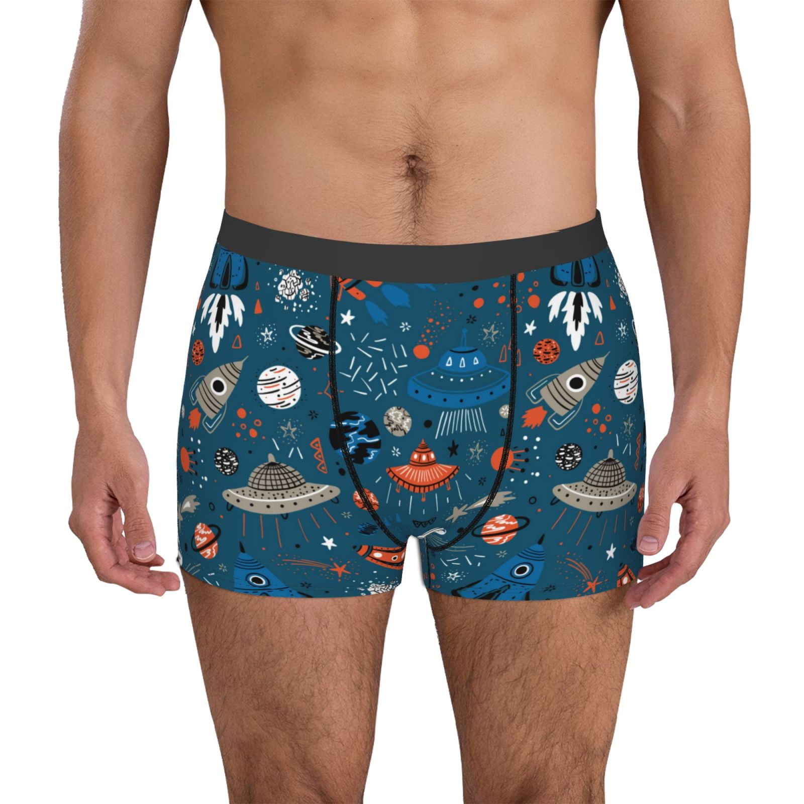 Logiee Cartoon Space1 Print Mens Boxer Briefs,Boxer Briefs for Men ...