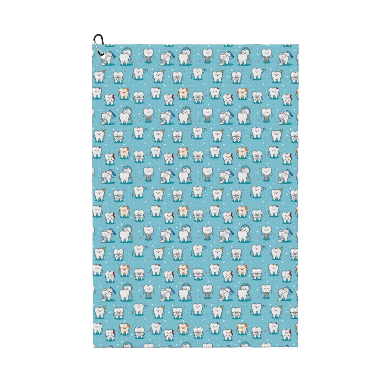 Logiee Cartoon Teeth Print Golf Towels,16" x 24" Portable Golf Towel ...