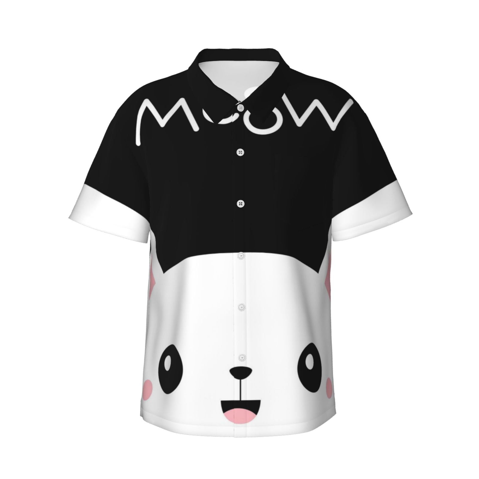Logiee Cat Meow Print Mens Hawaiian Shirts,Loose-Fit Short Sleeve ...