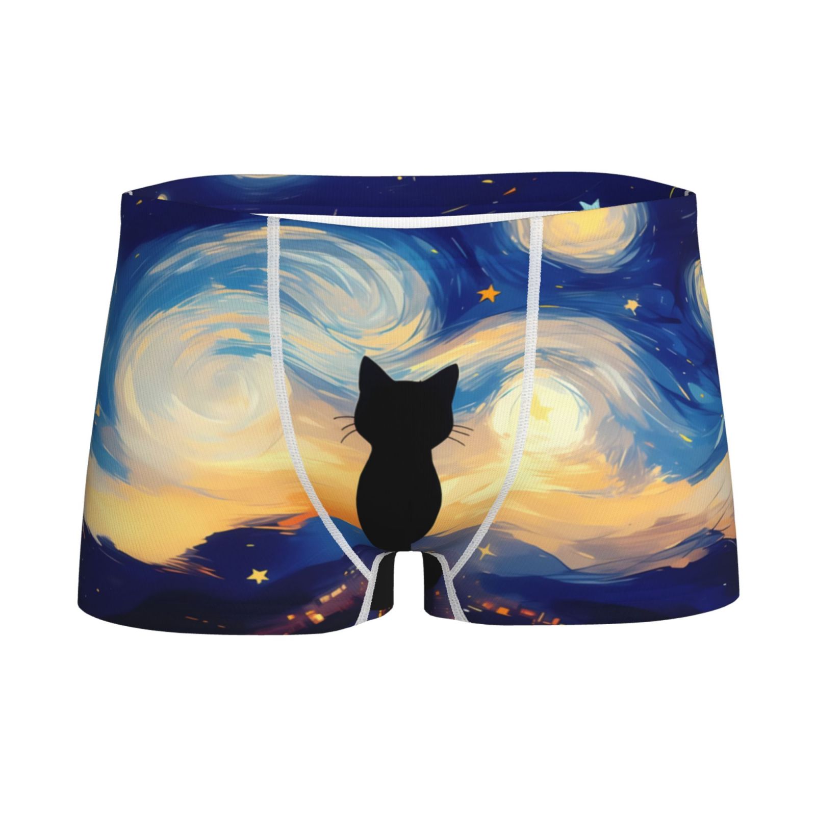 Logiee Cat Under Starry Skies Print Boys' Boxer Briefs,Tween Boy ...
