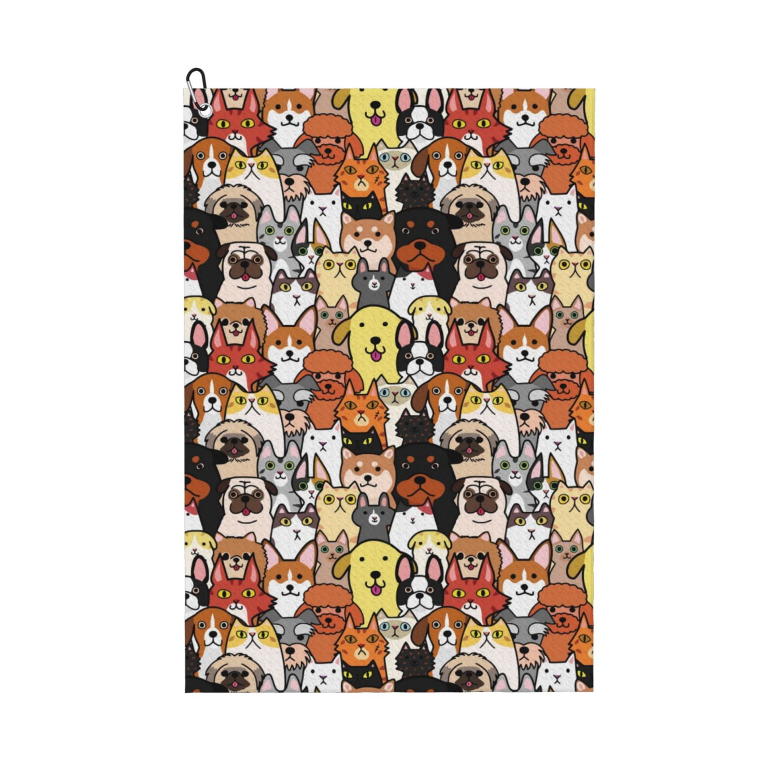 Logiee Cats & Dogs Group Print Golf Towels,16" x 24" Portable Golf ...