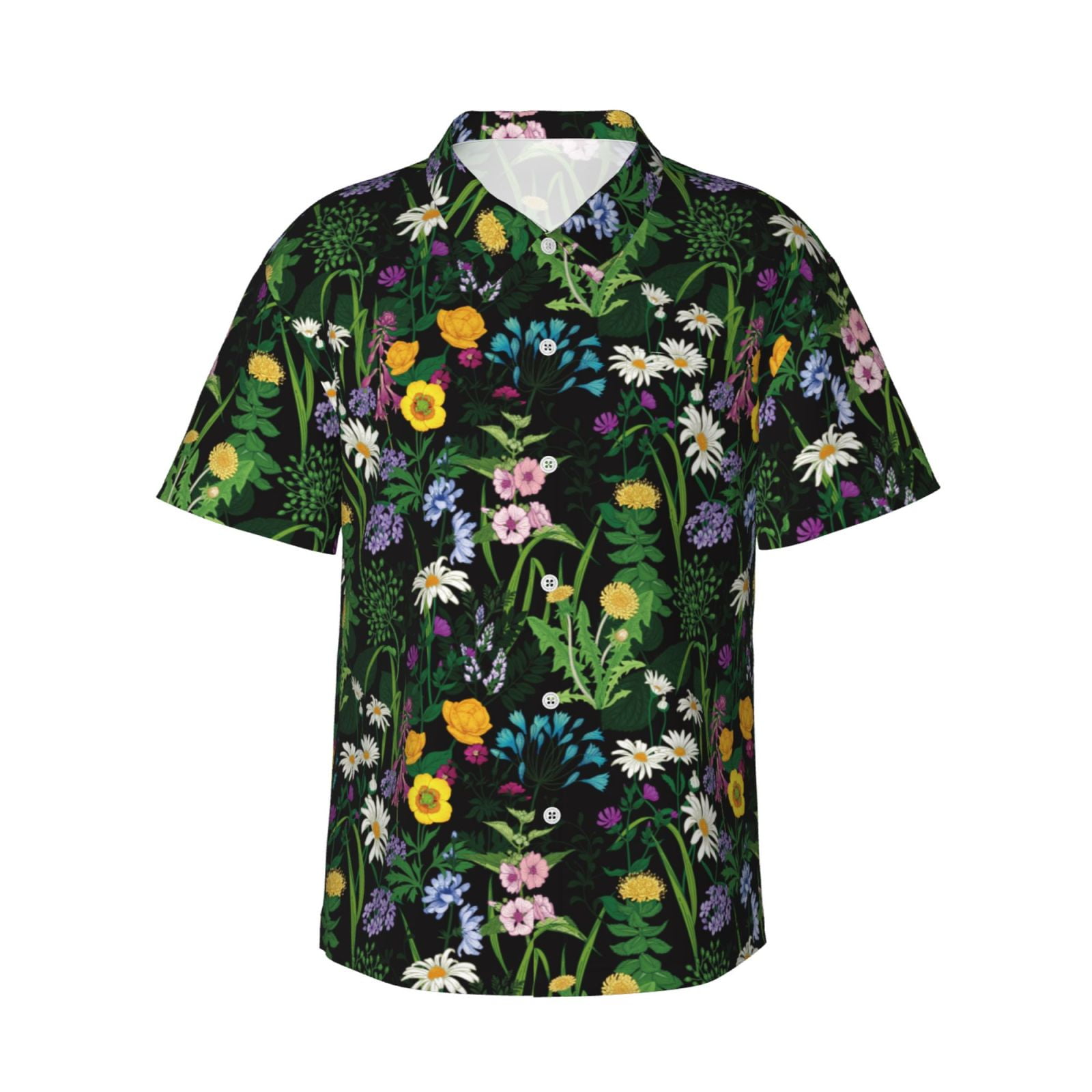 Logiee Chamomile Print Mens Hawaiian Shirts,Loose-Fit Short Sleeve ...