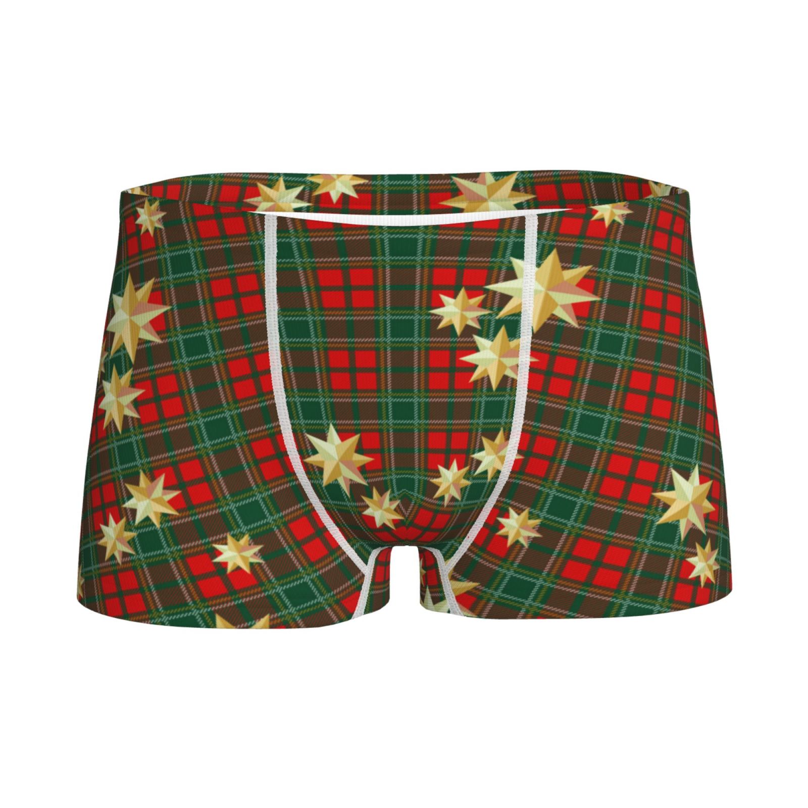 Logiee Checkered With Golden Stars Print Boys' Boxer Briefs,Tween Boy ...